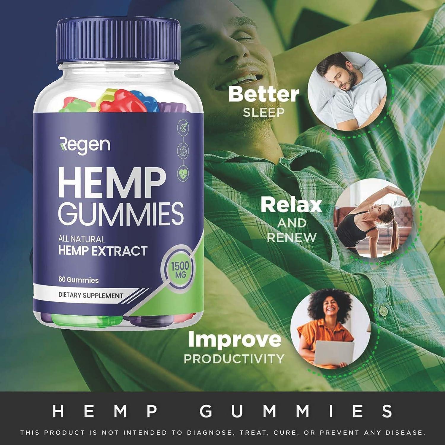 Regen Gummies with Hemp Extract - Advanced Multivitamin Supplement (300 ...