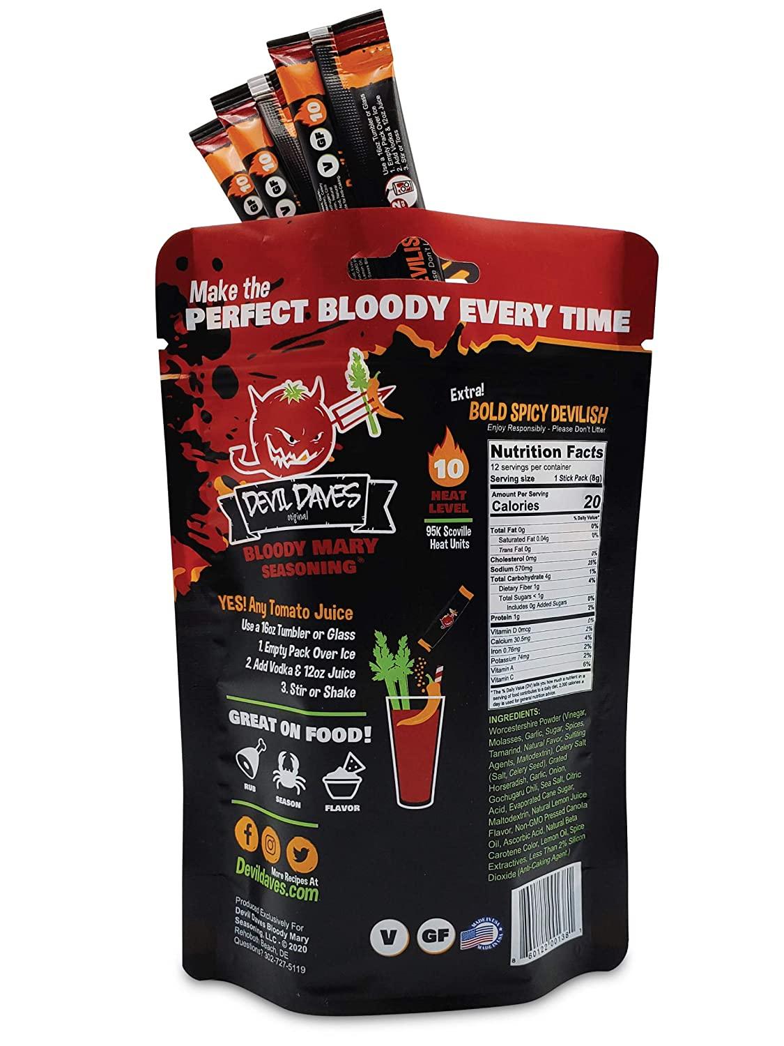 Devil Daves Diablo Bloody Mary Seasoning | 12 Pack Pouch