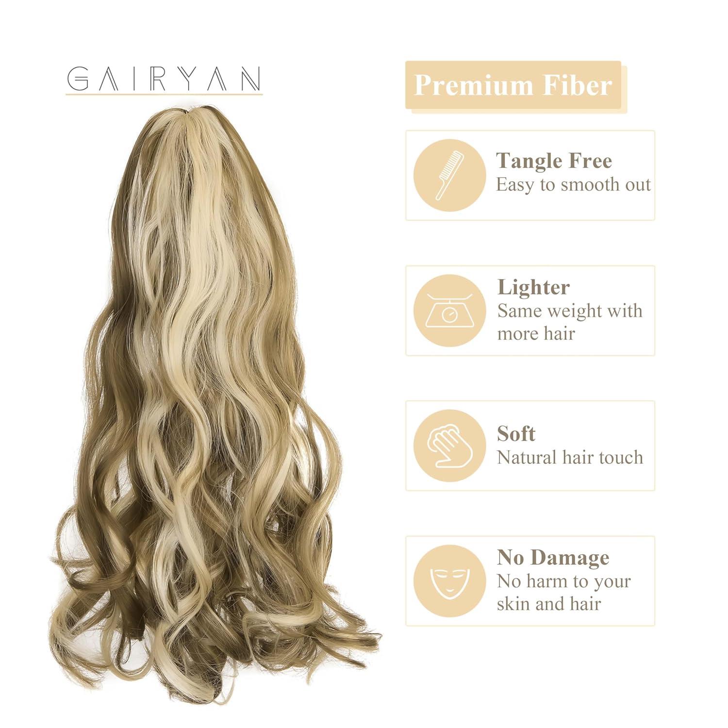Gairyan 45cm Claw Ponytail Extensions - Curly Wavy Clip-In Hair ...
