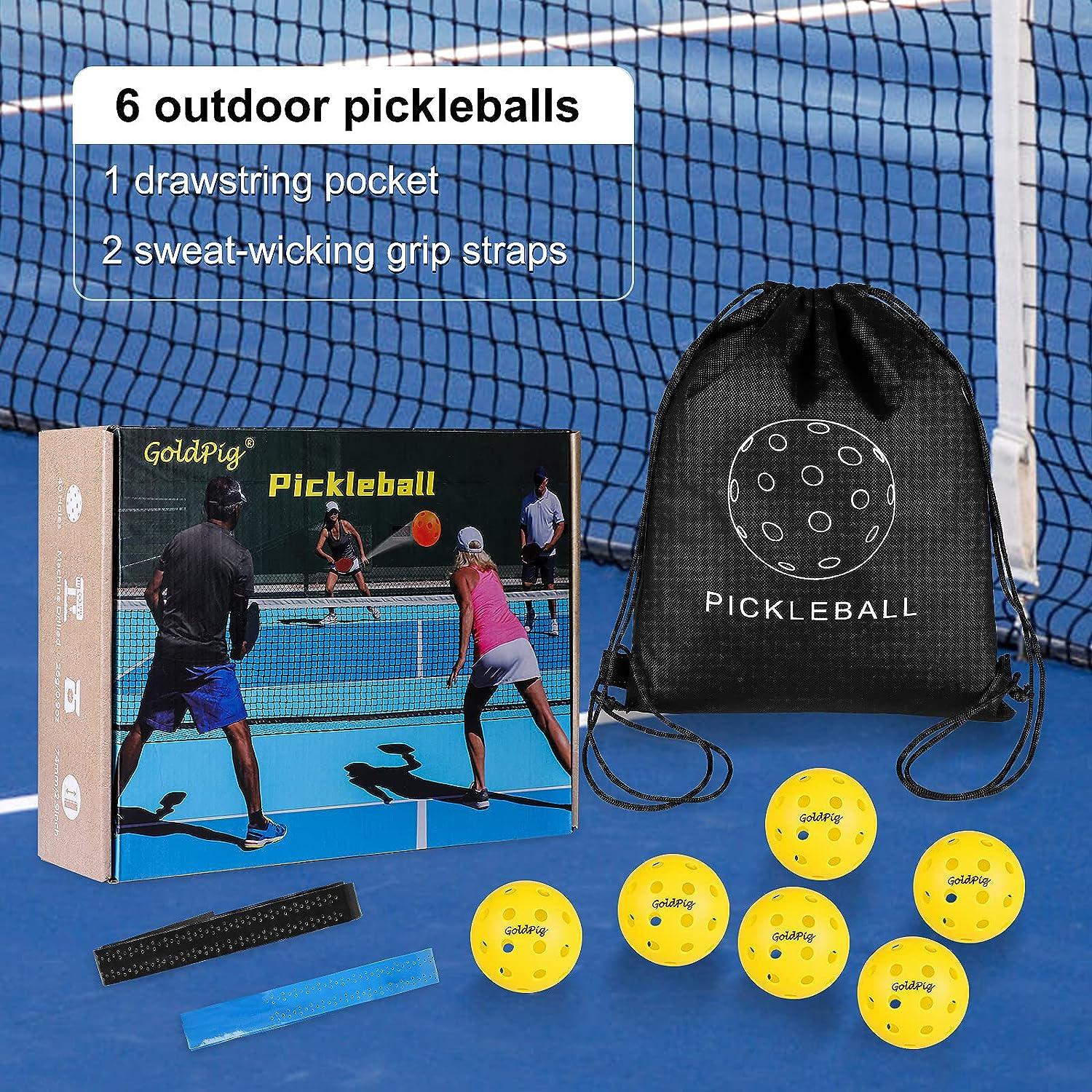 Yellow Outdoor Pickleball Balls 6-Pack - High Bounce & Durable with 40 ...