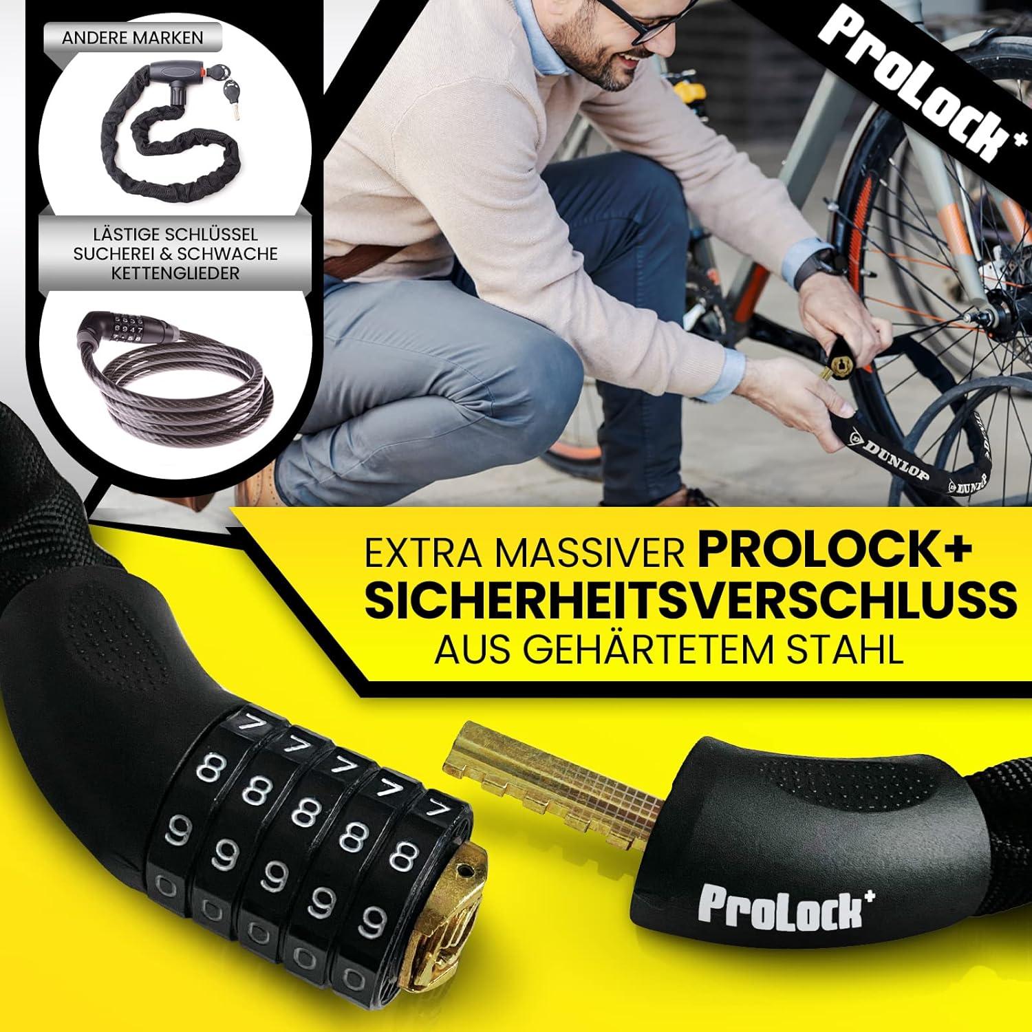 Dunlop Bicycle Lock Numbers Castle - High Safety Level 8 100 cm Chain ...