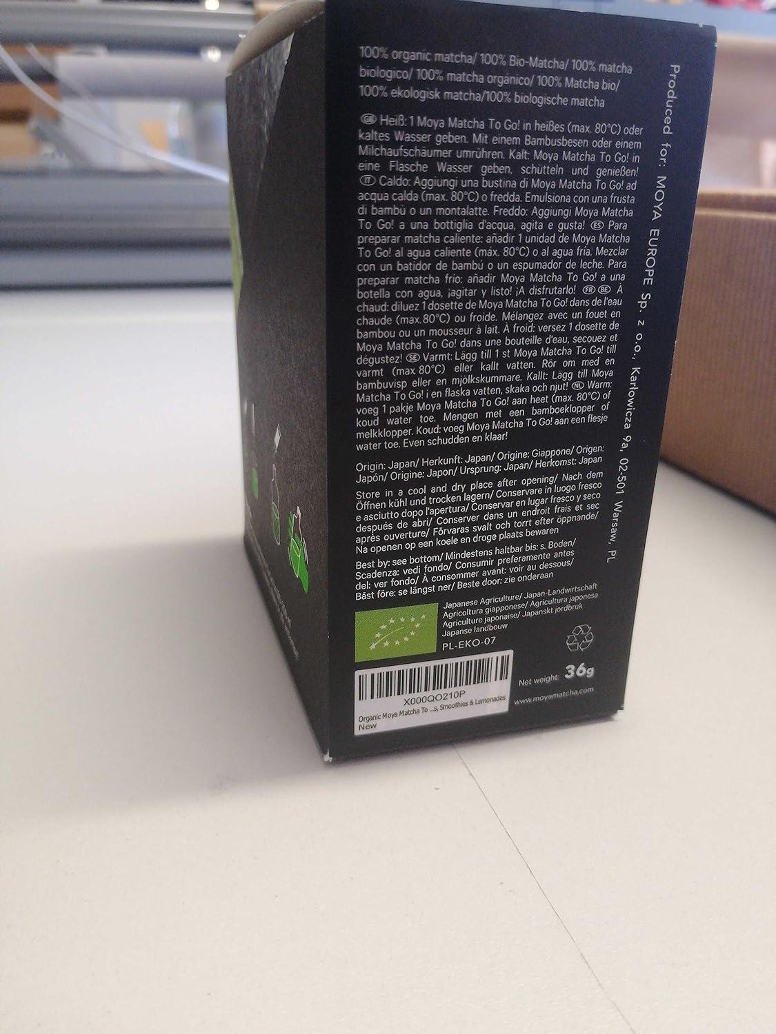 Organic Moya Matcha to Go! Set | 24 x 1.5g Matcha to Go Sticks + Glass ...