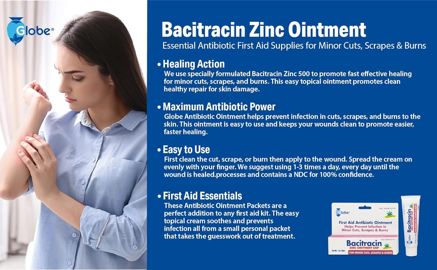 Bacitracin Zinc Ointment with Aloe - 3 Pack, 1oz Each | Essential ...