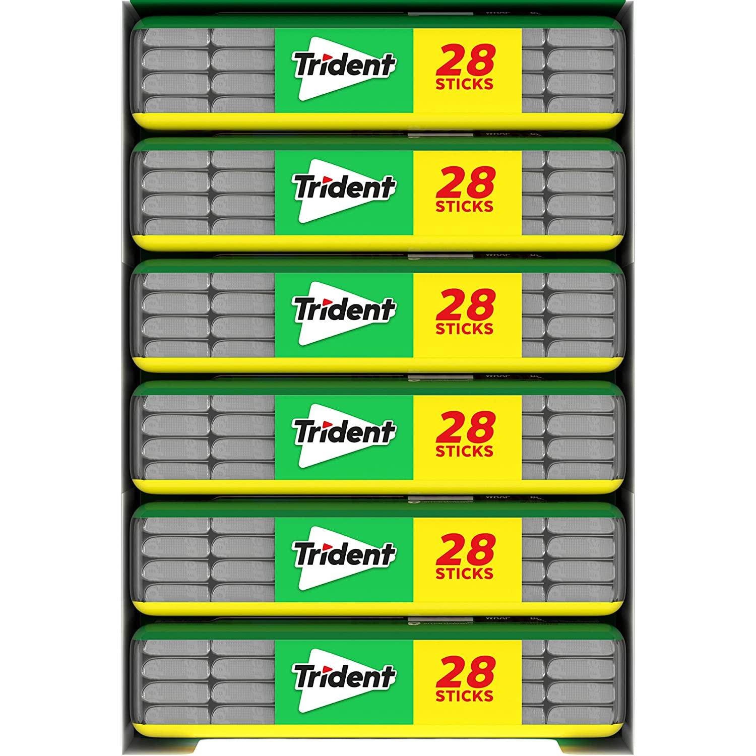 Trident Spearmint Sugar Free Gum - 6 Pocket Packs (168 Pieces ...