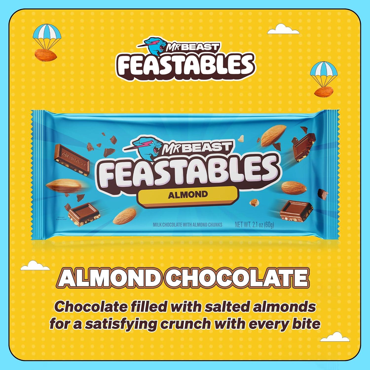 Feastables MrBeast Almond Chocolate Bar 60g (Pack of 2) Bundle With ...
