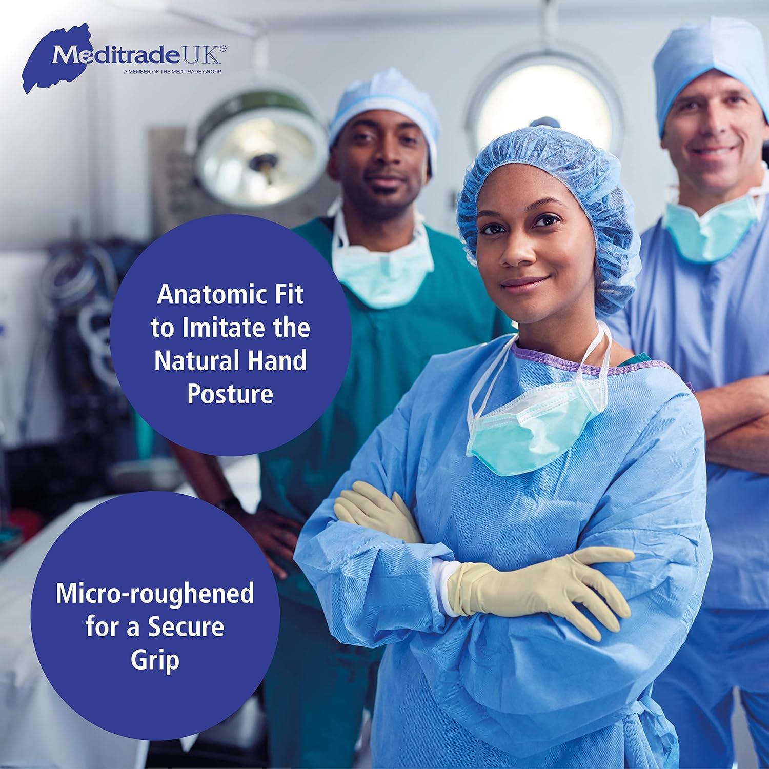 Surgical Gloves - Medium Powder Free Sterile Latex Disposable - 50 Pairs - Meditrade Gentle Skin ...