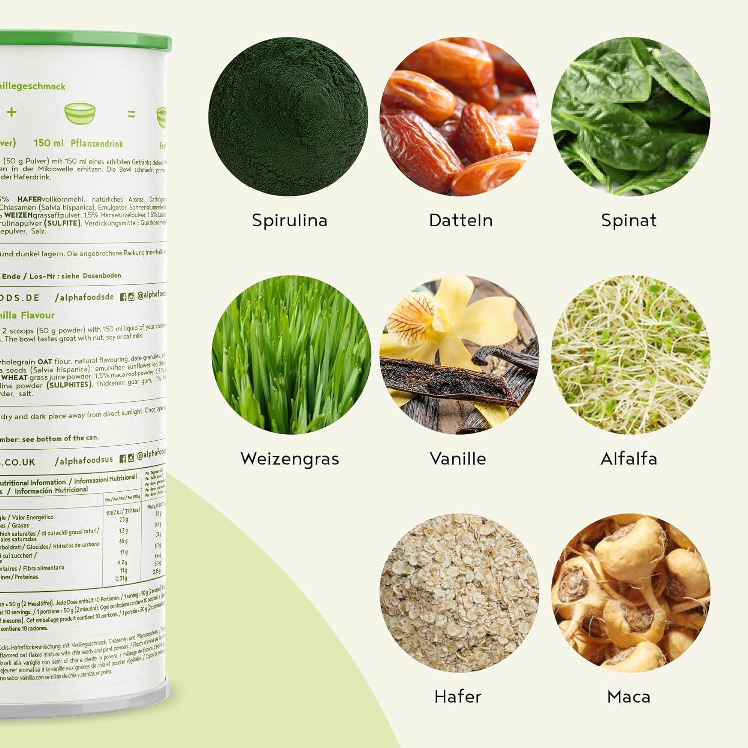 Alpha Foods Morning Fuel Oatmeal Porridge - Vanilla & Matcha - Vegan ...