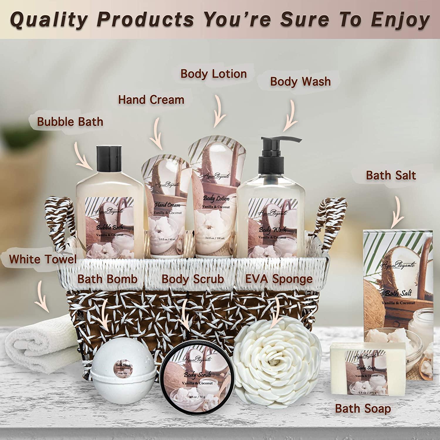 Spa Baskets For Women - Luxury Bath Set With Coconut & Vanilla - Spa ...
