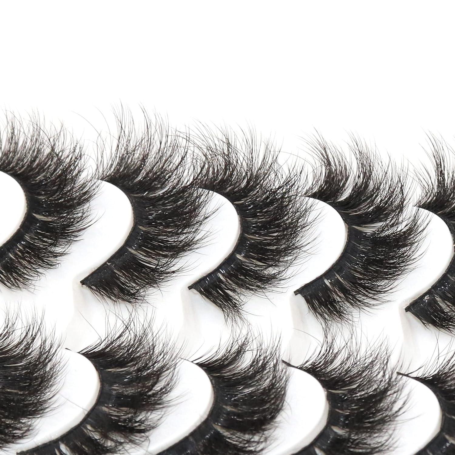Losha Super Fluffy Faux Mink Eyelashes - Dramatic Long & Full 7 Pairs ...
