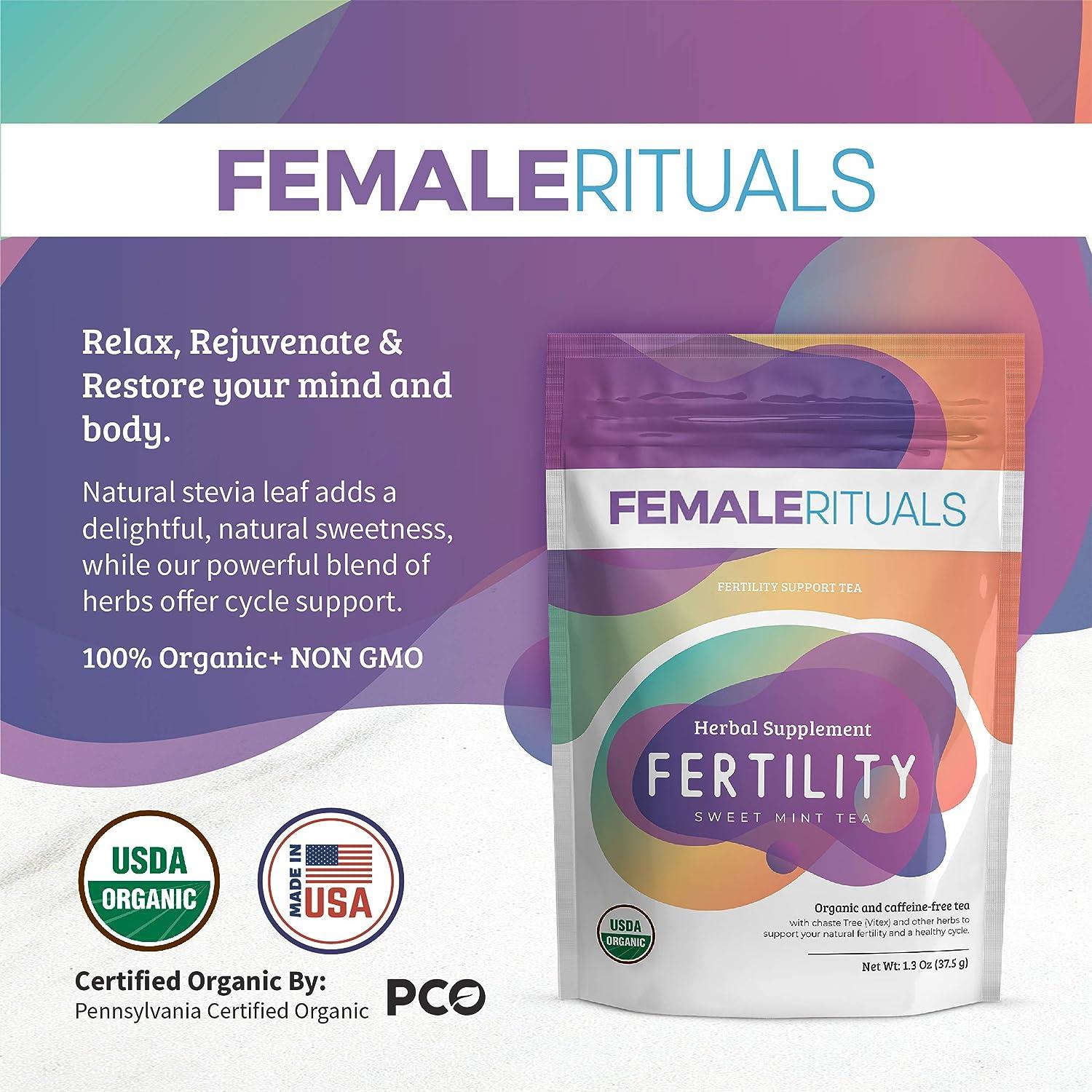 Female Rituals Organic Peppermint Fertility Tea - 30 Cups/15 Sachets ...