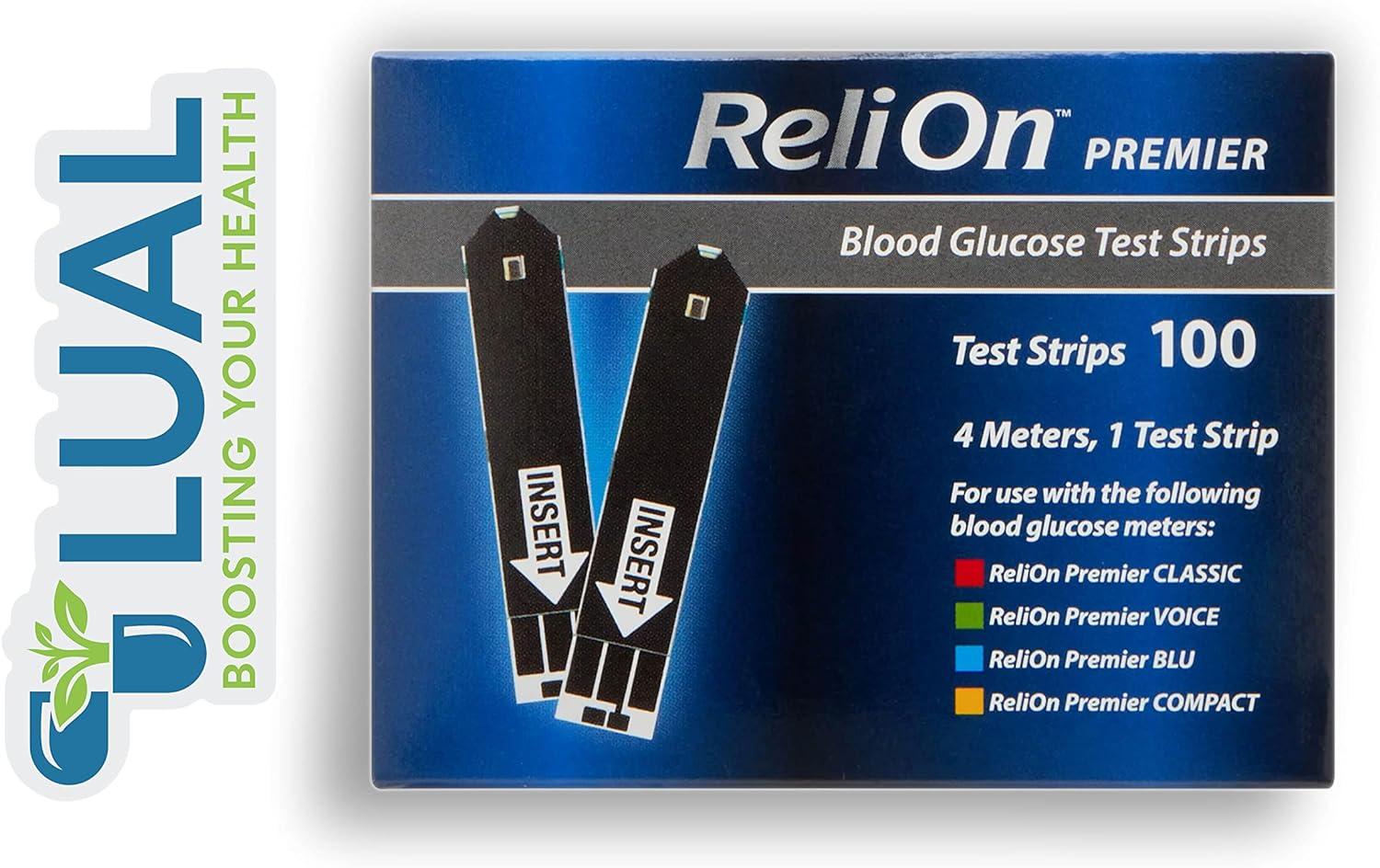 ReliOn Premier Test Strips 100 Count + Ultra-Thin Blood Lancets 100 ...