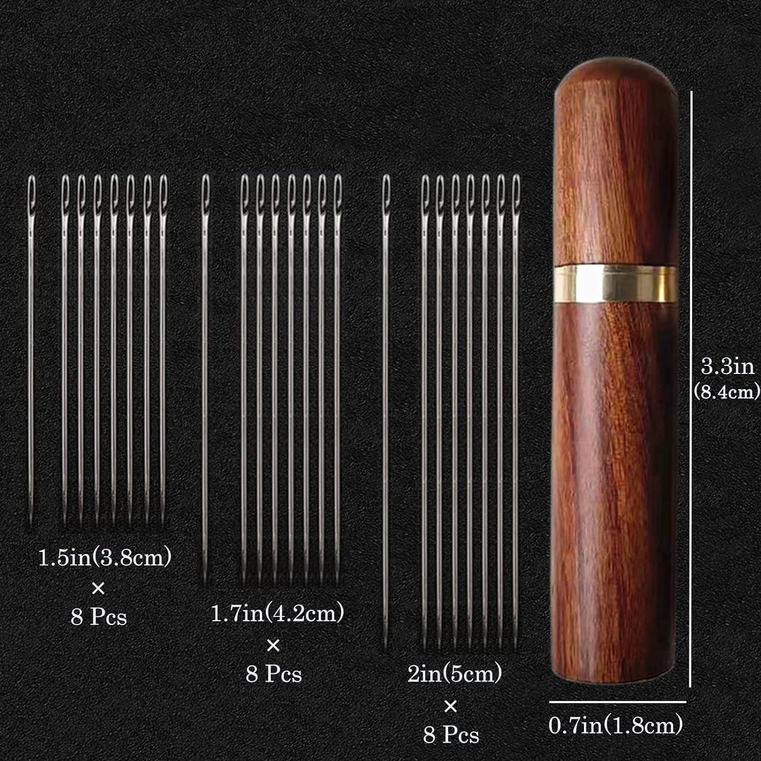 YAWALL Self Threading Needles 24pc Set with Wood Case - Easy Thread ...