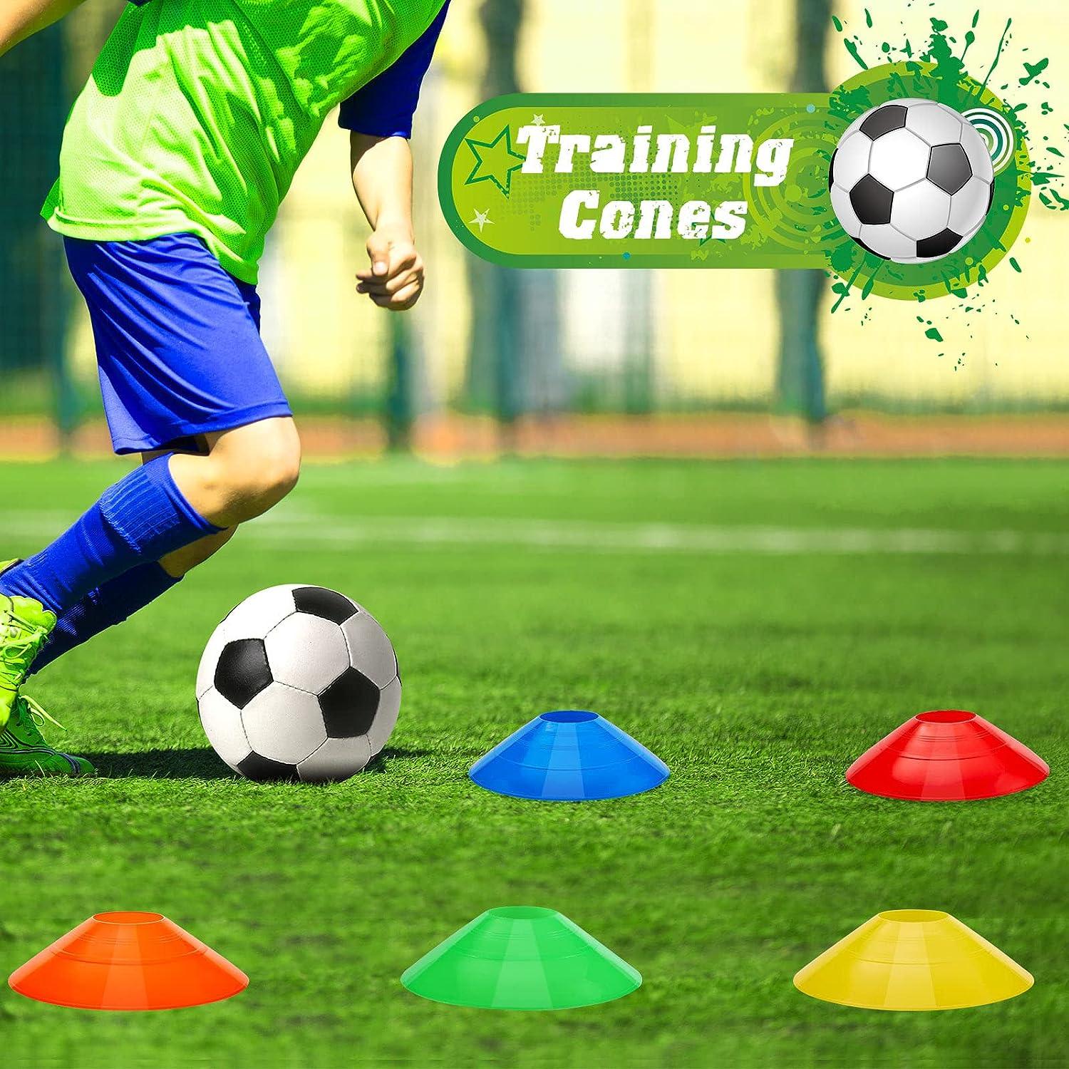 100 Soccer Agility Disc Cones Set with Holder - Multicolor Training Equipment for Kids - Ideal ...