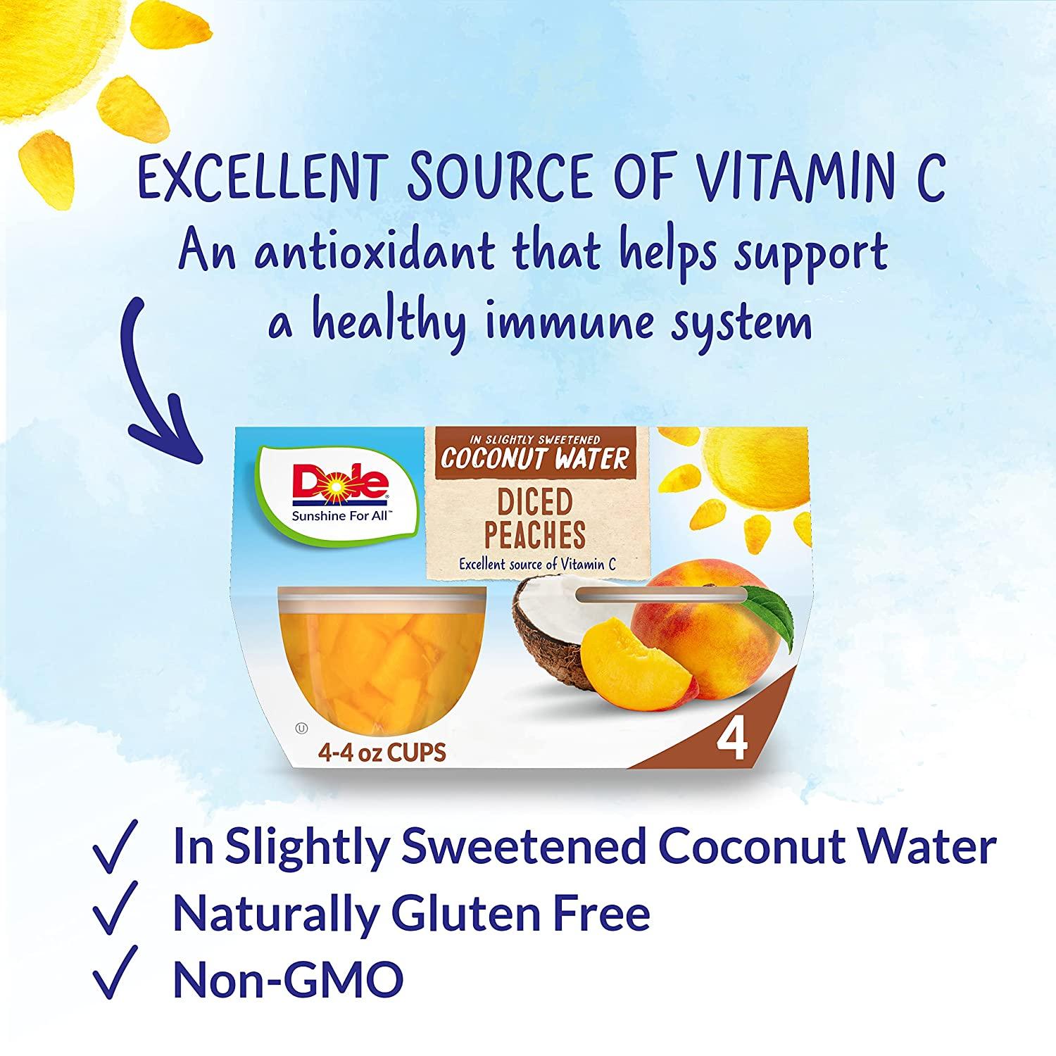 Dole Peaches in Coconut Water Fruit Bowls - Gluten Free Healthy Snack ...