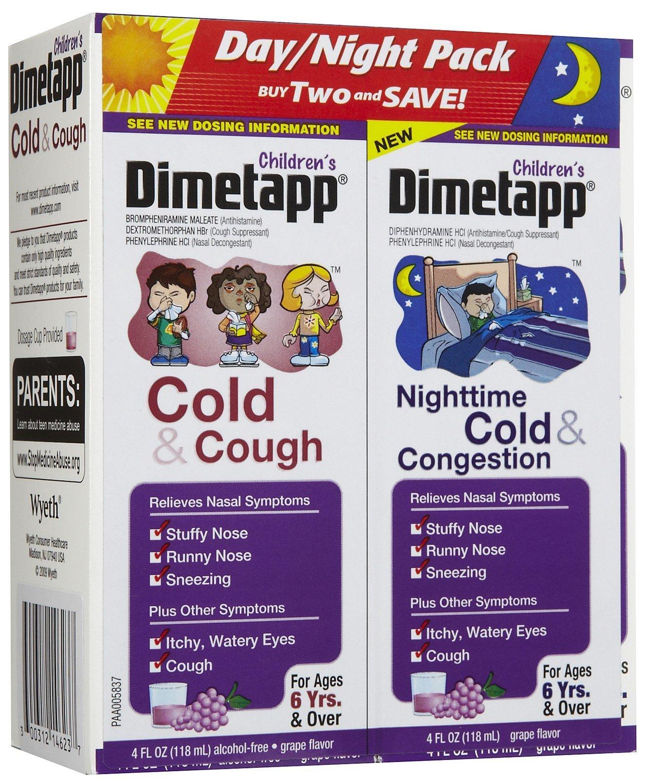 Children's Dimetapp Day & Night Cold & Cough Syrup - Grape Flavor ...