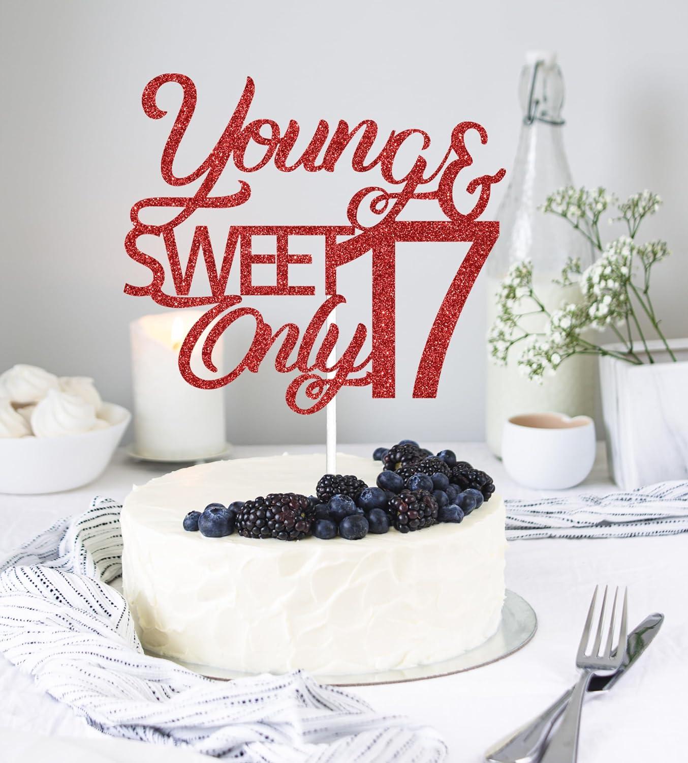 Young & sweet only 17 Cake Topper Girls Happy 17th Birthday Party Cake ...