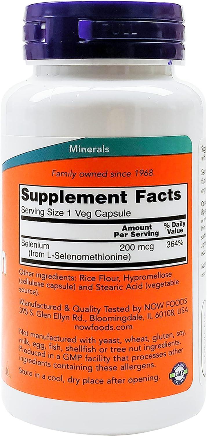 NOW Selenium (L-Selenomethionine) 200mcg - 90 Veg Capsules | Essential ...