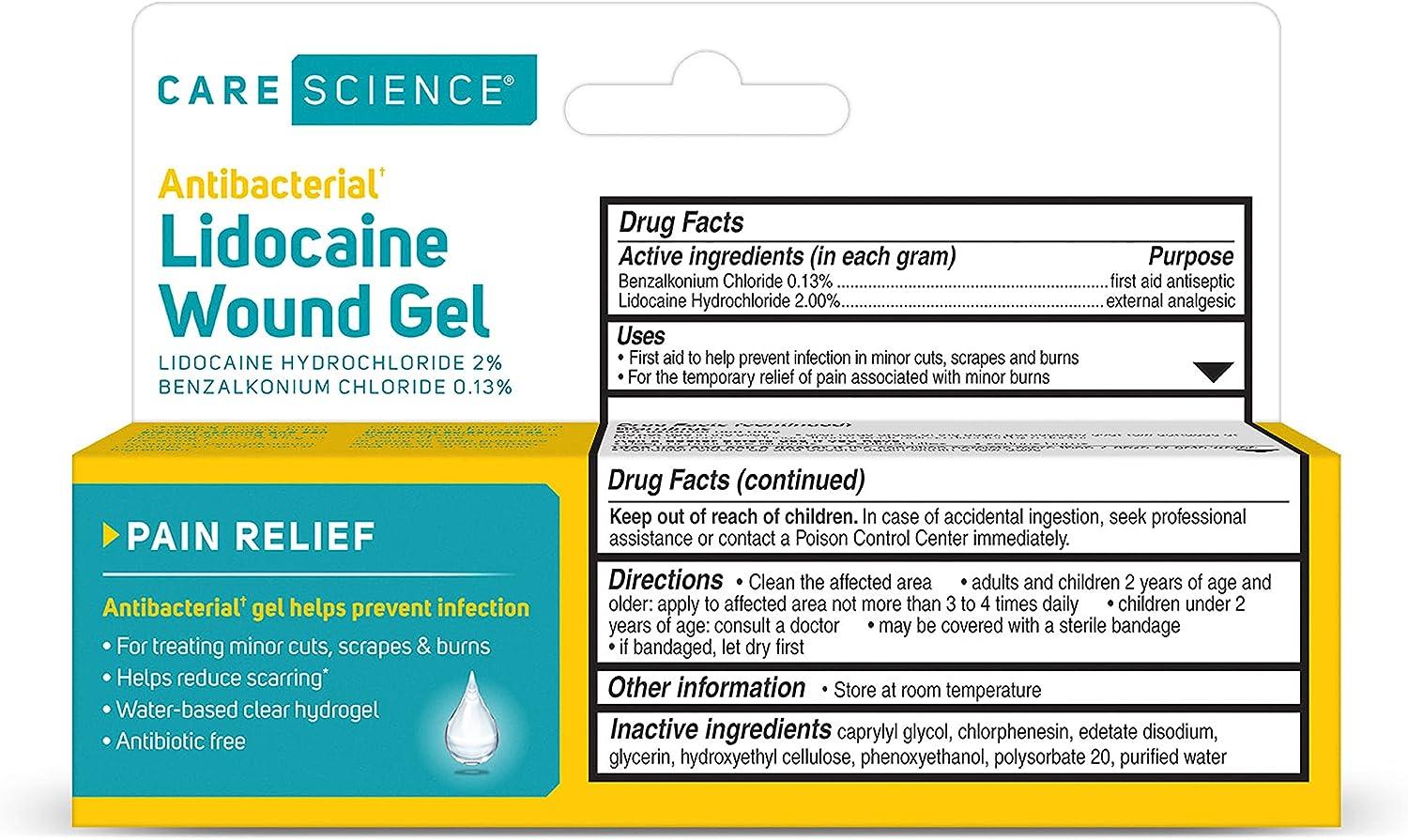 Care Science Antibacterial Wound Gel with Lidocaine 1 oz - Pain Relief ...