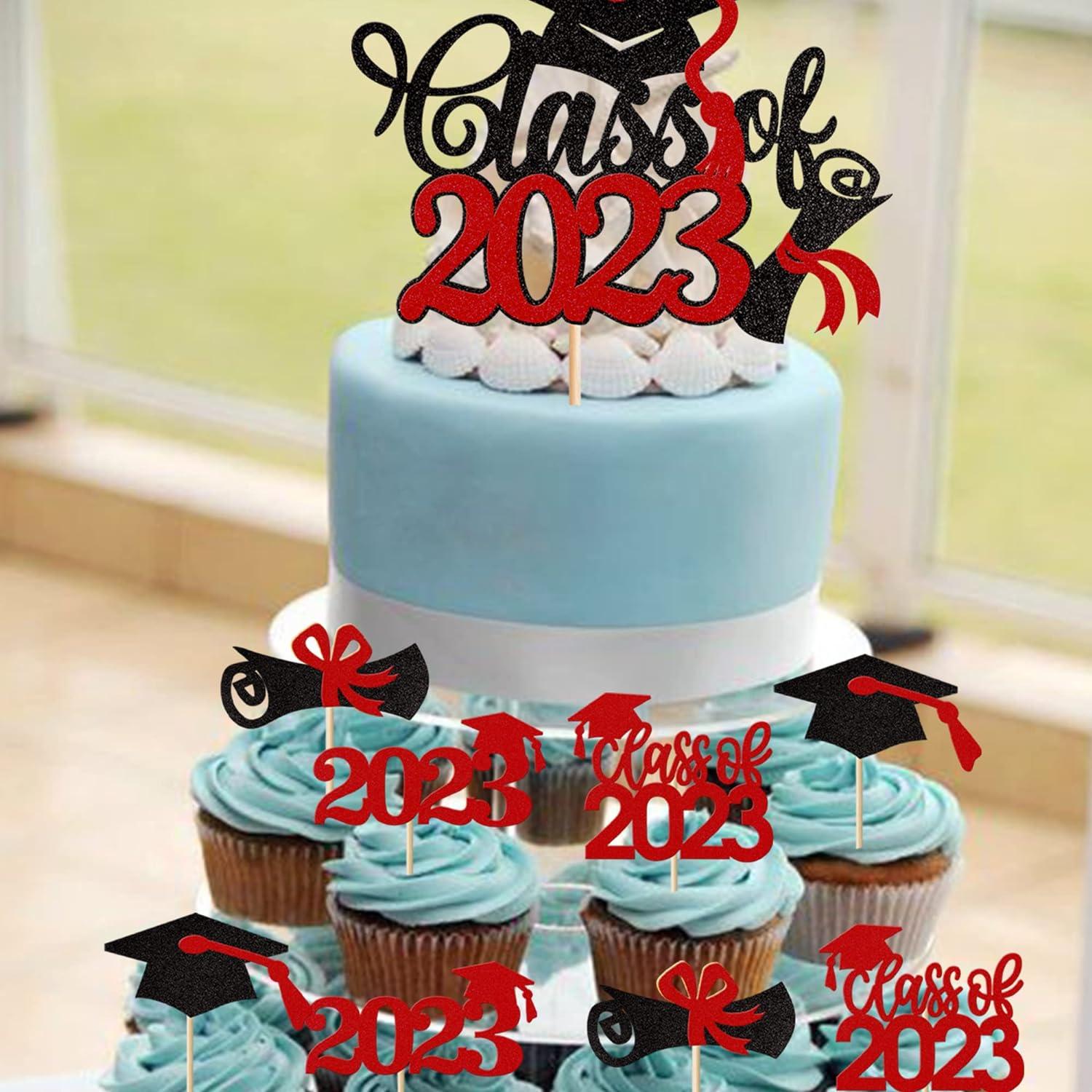 Rsstarxi 25 Pack 2023 Graduation Theme Cake Topper Class of 2023 ...