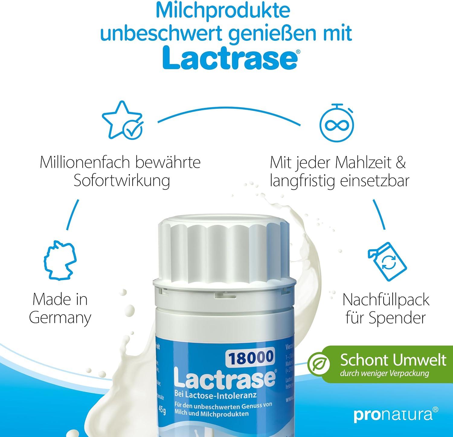 Pro Natura Lactrase 18000 Refill Pack - 200 Lactase Tablets for Lactose ...