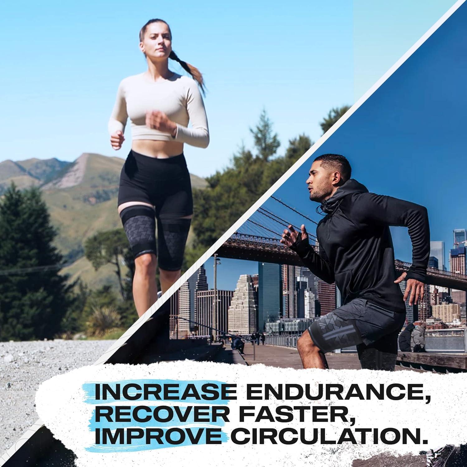 Thigh Compression Sleeve (2 Pack) with Hot & Cold Gel Pack - Adjustable ...