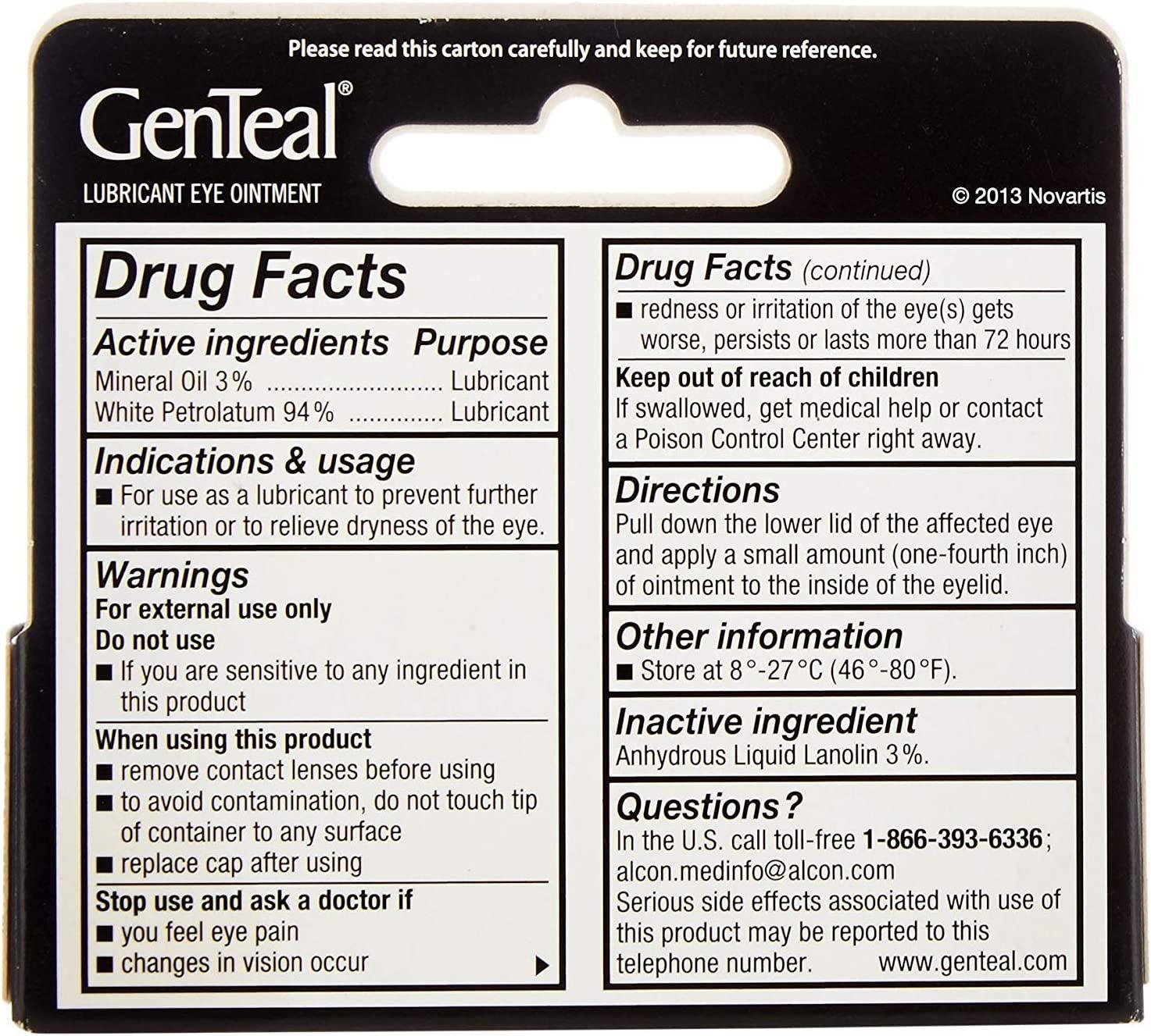 Genteal Tears Night-Time Ointment 3.5g - Hydrating Eye Relief - 0.12 Fl ...