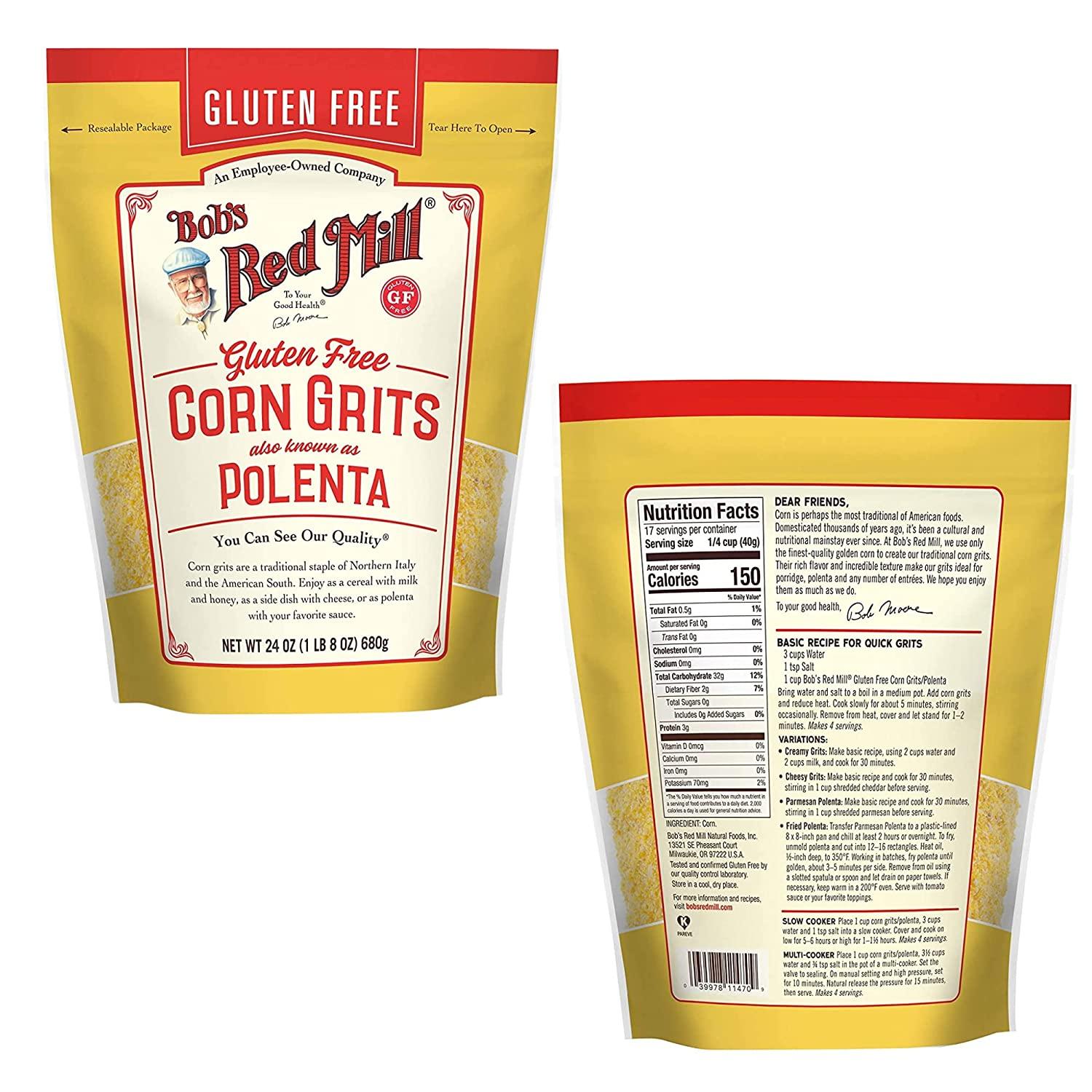 Bob's Red Mill Gluten Free Corn Grits/Polenta Bundle - 2x 24 oz ...