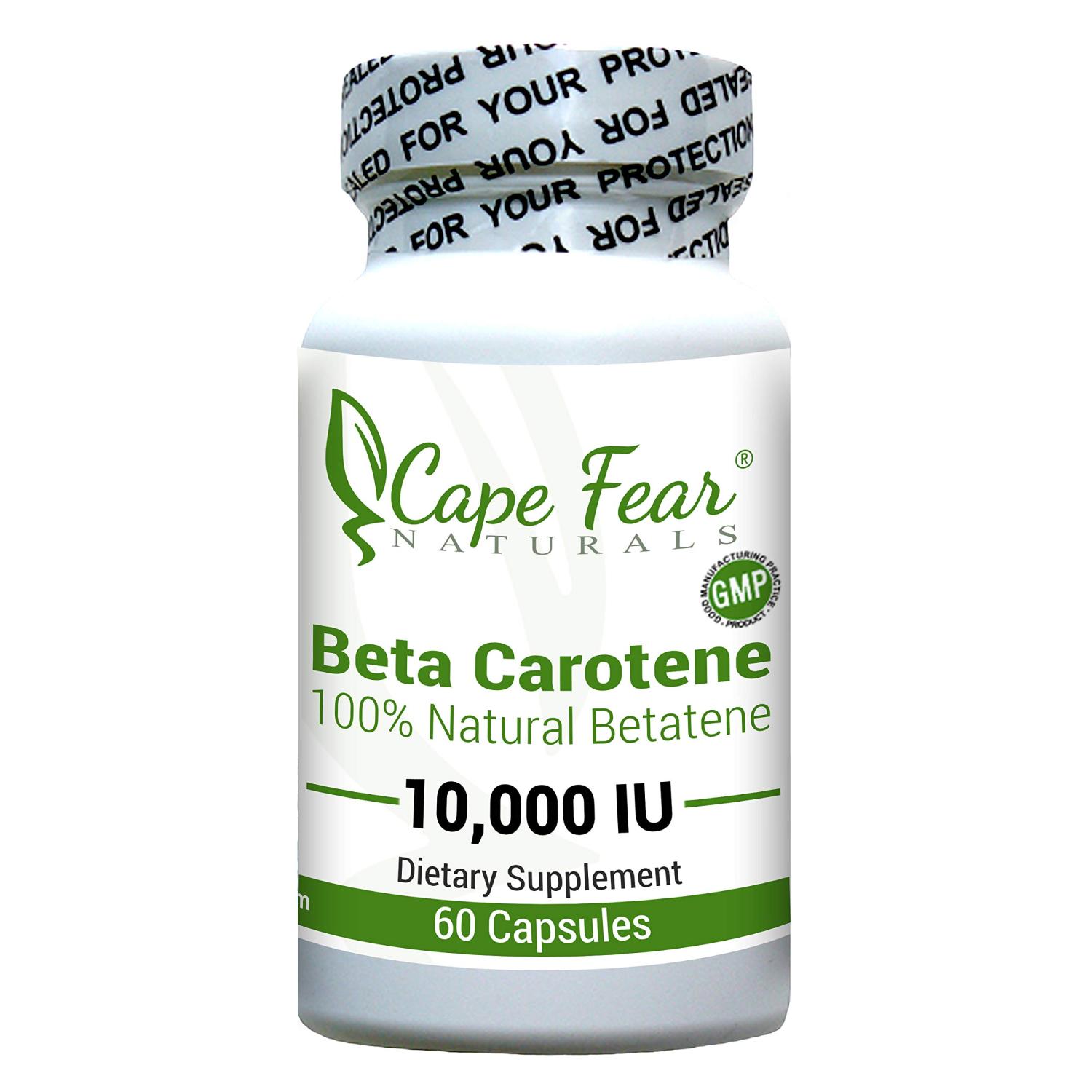 Pure Beta Carotene 10,000 IU - 60 Capsules by Cape Fear Naturals | Buy ...
