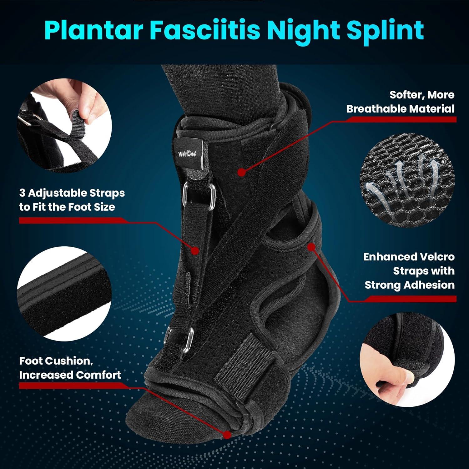 Welnove Plantar Fasciitis Night Splint - Adjustable Brace for Foot Drop ...