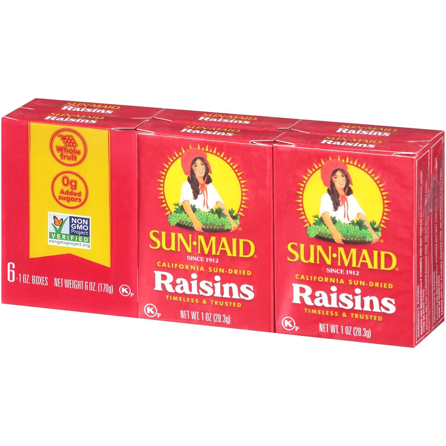 Sun Maid Raisins Mini Boxes - Natural California - 1 Oz - 6 Count (Pack ...