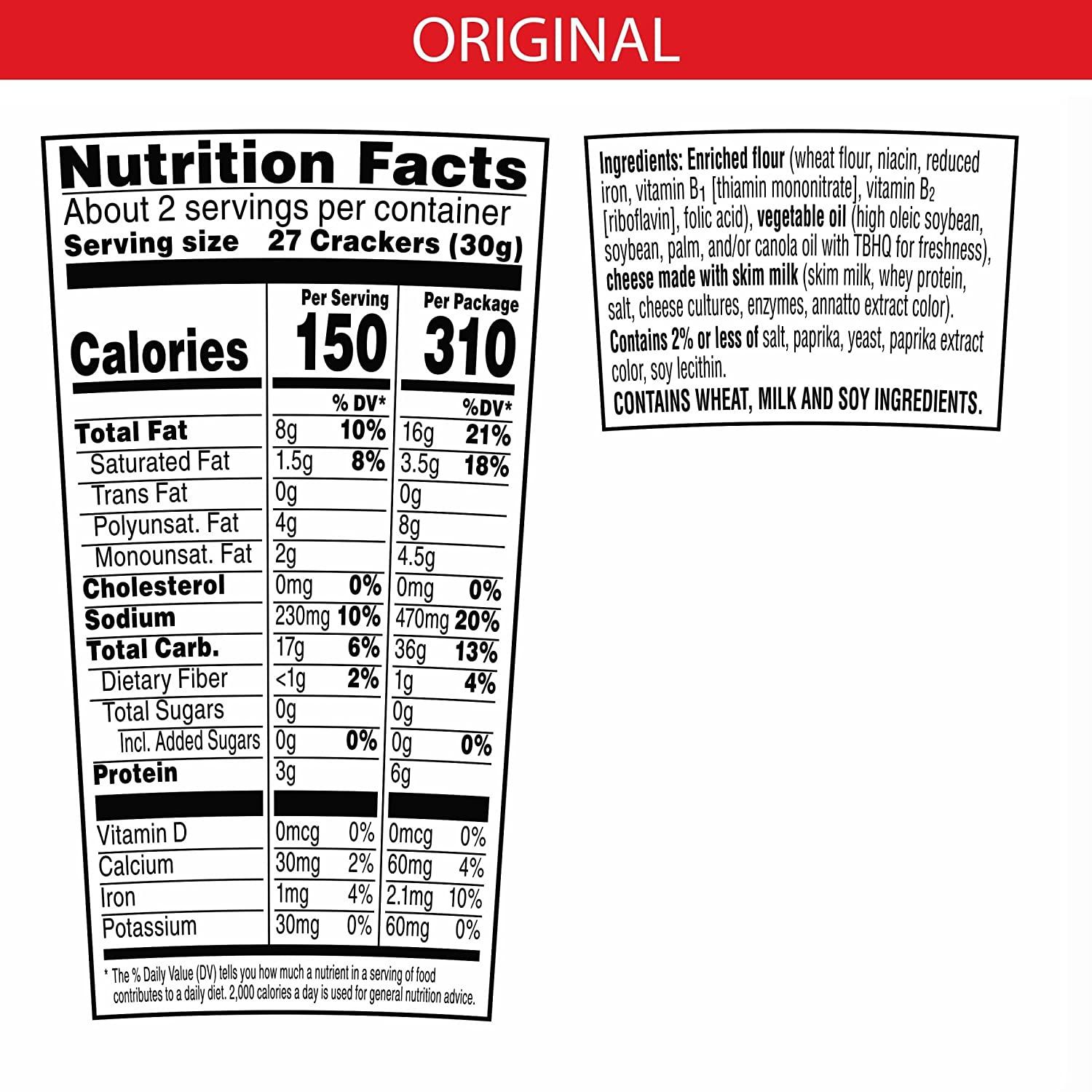 Cheez-It Original Baked Snack Crackers 22oz Case (10 Cups) - Perfect ...