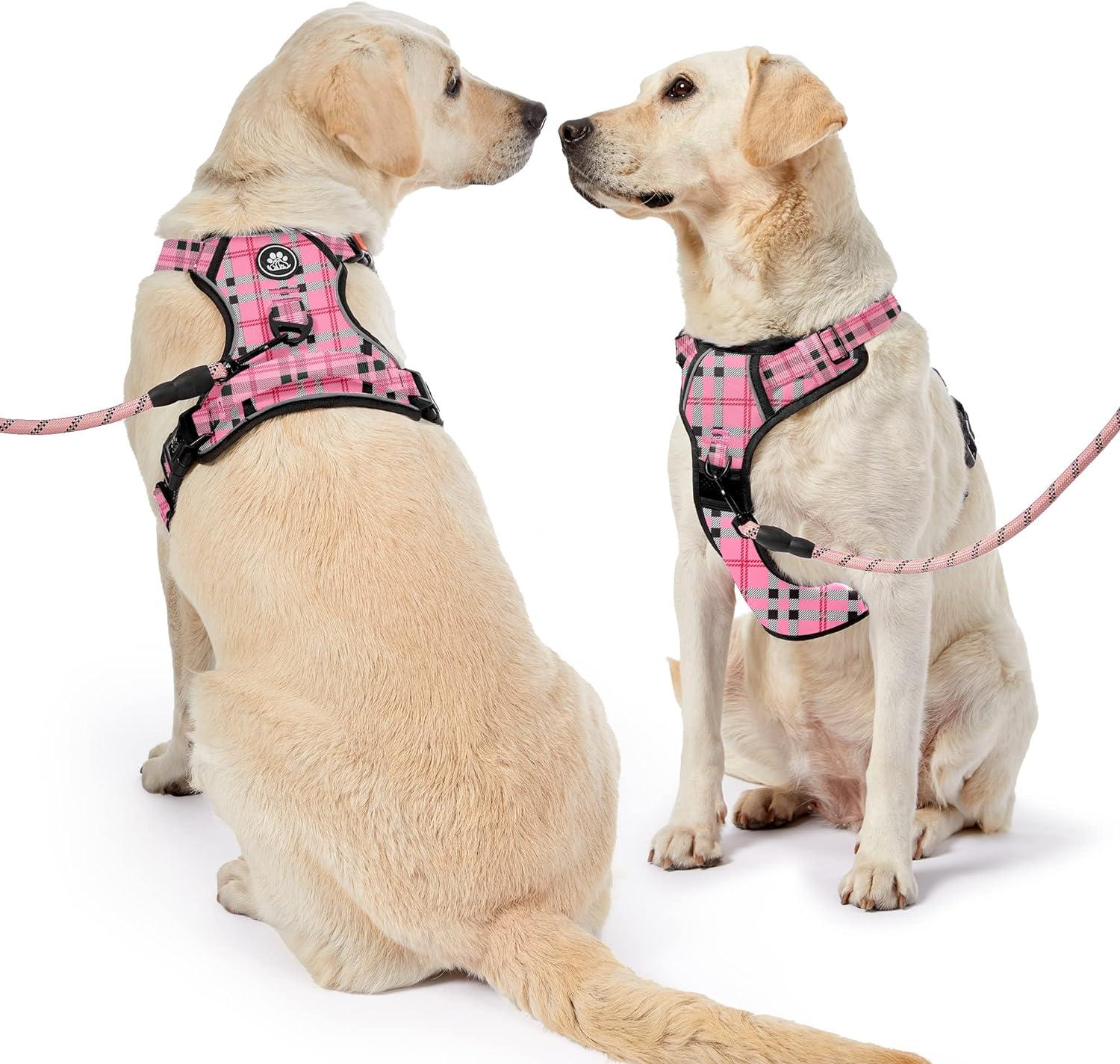 Nestroad Checkered Pink Dog Harness for Small Dogs - Padded Cuddles Anti-Train Safe & Stylish ...