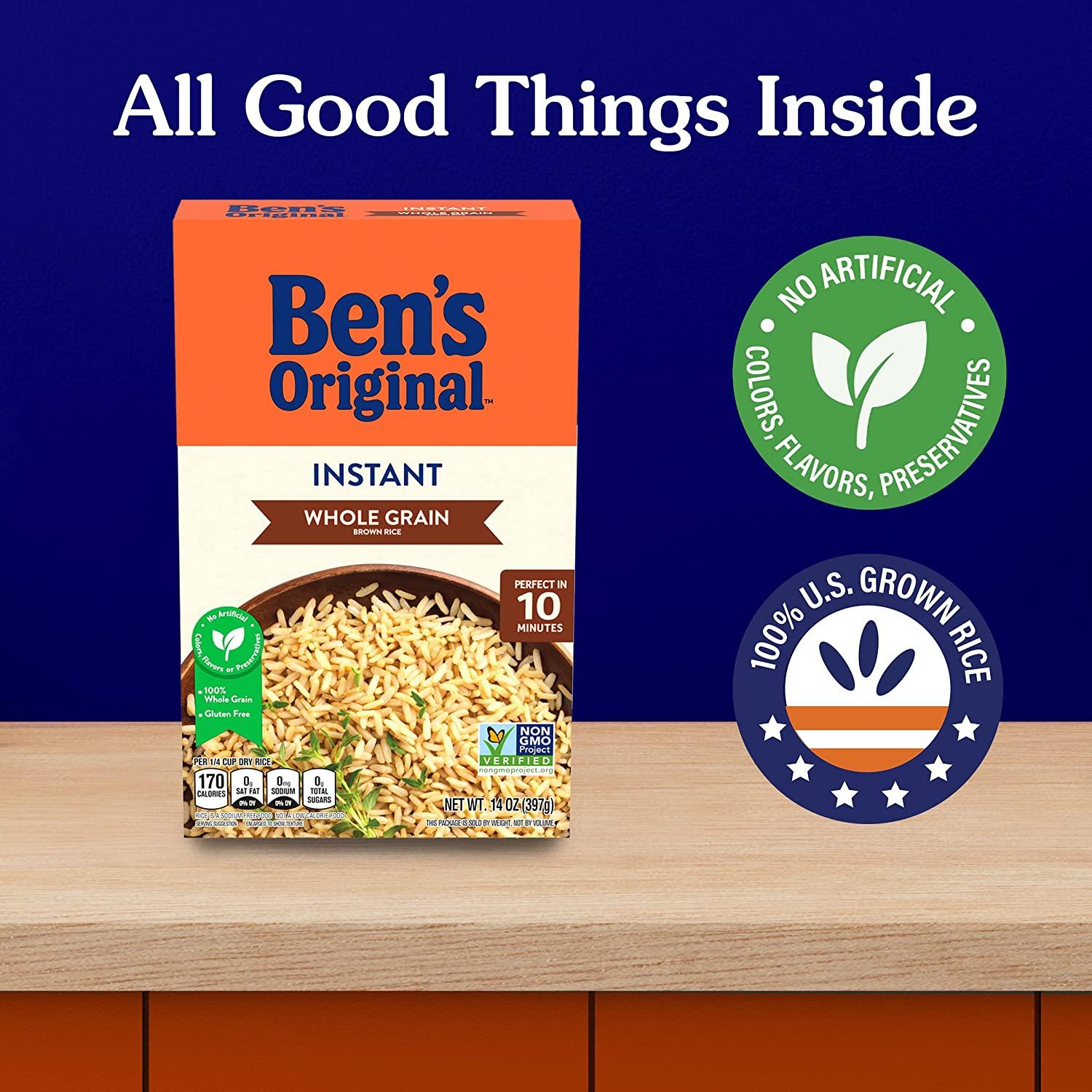 BEN'S ORIGINAL Whole Grain Brown Rice Instant Rice 14 oz Box (Pack of ...
