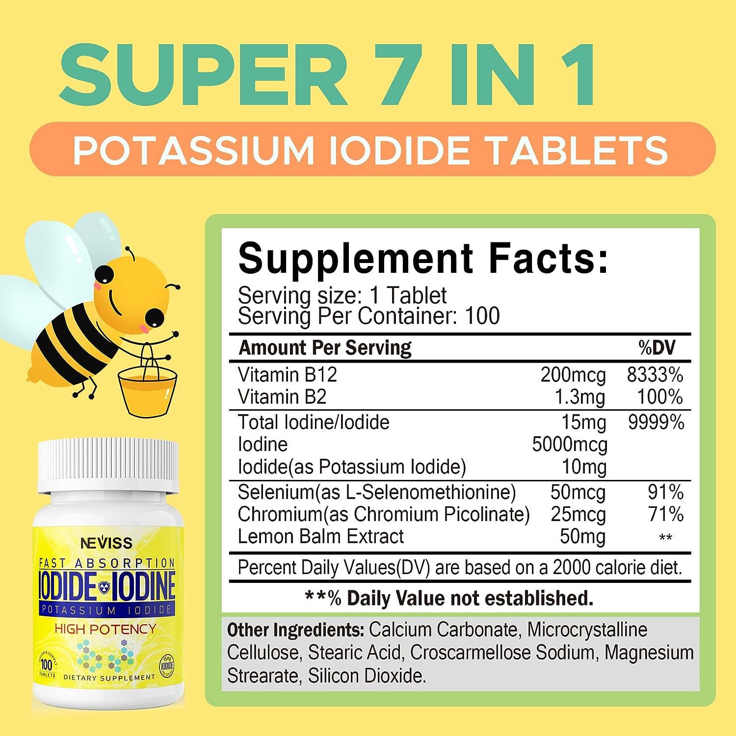 Potassium Iodide 15mg Tablets for Infant Thyroid Support - 200 Tablets ...