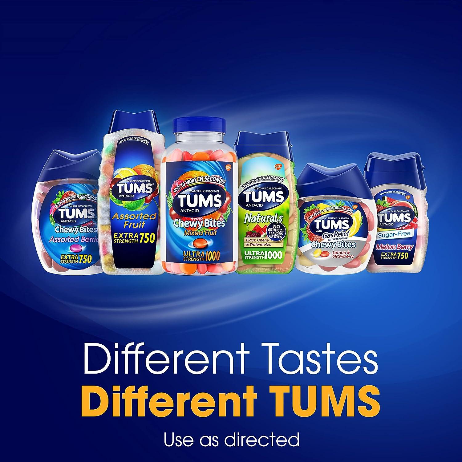 TUMS Chewable Bites Ultra Strength Antacid Tablets - Mixed Fruit Flavor ...