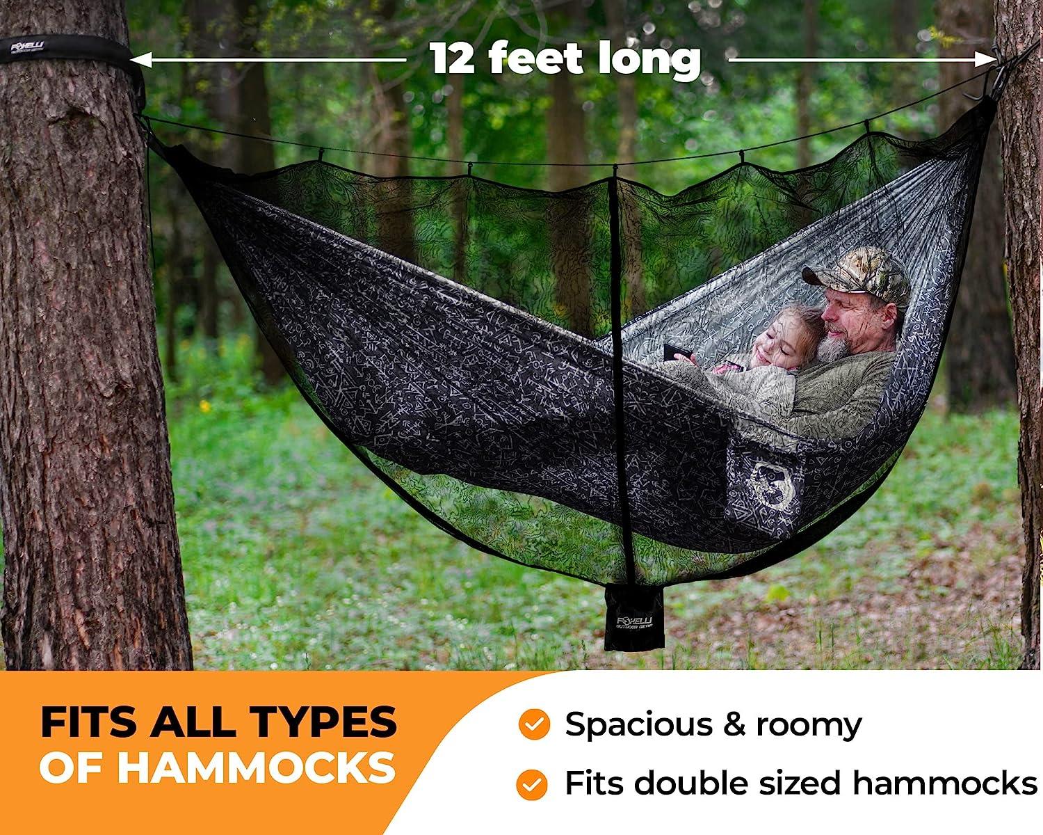 Foxelli XL Hammock Net - Lightweight 12ft Portable Netting for Camping ...