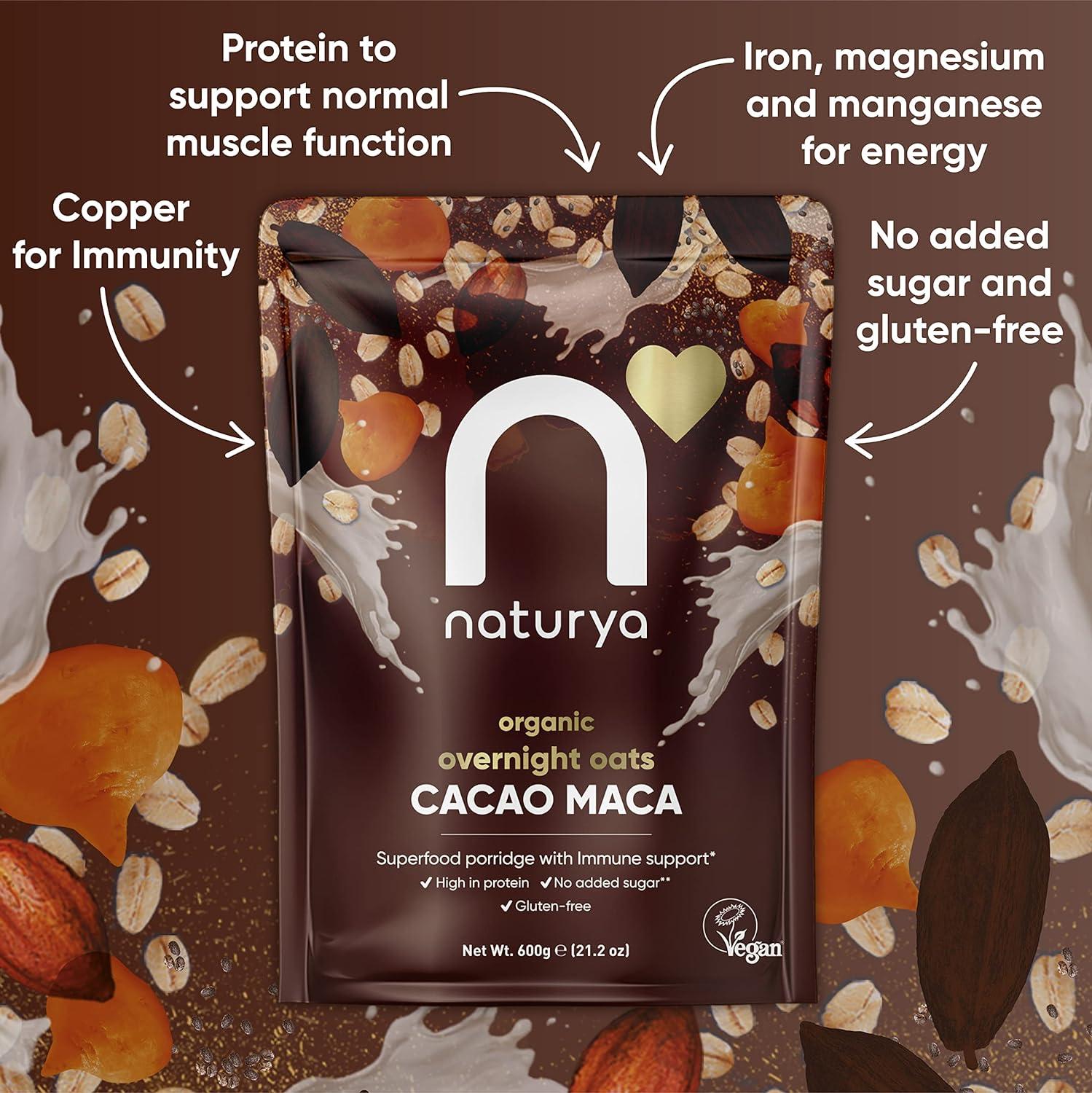 Naturya Organic Cacao Maca Overnight Oats - Gluten-Free with Hemp ...