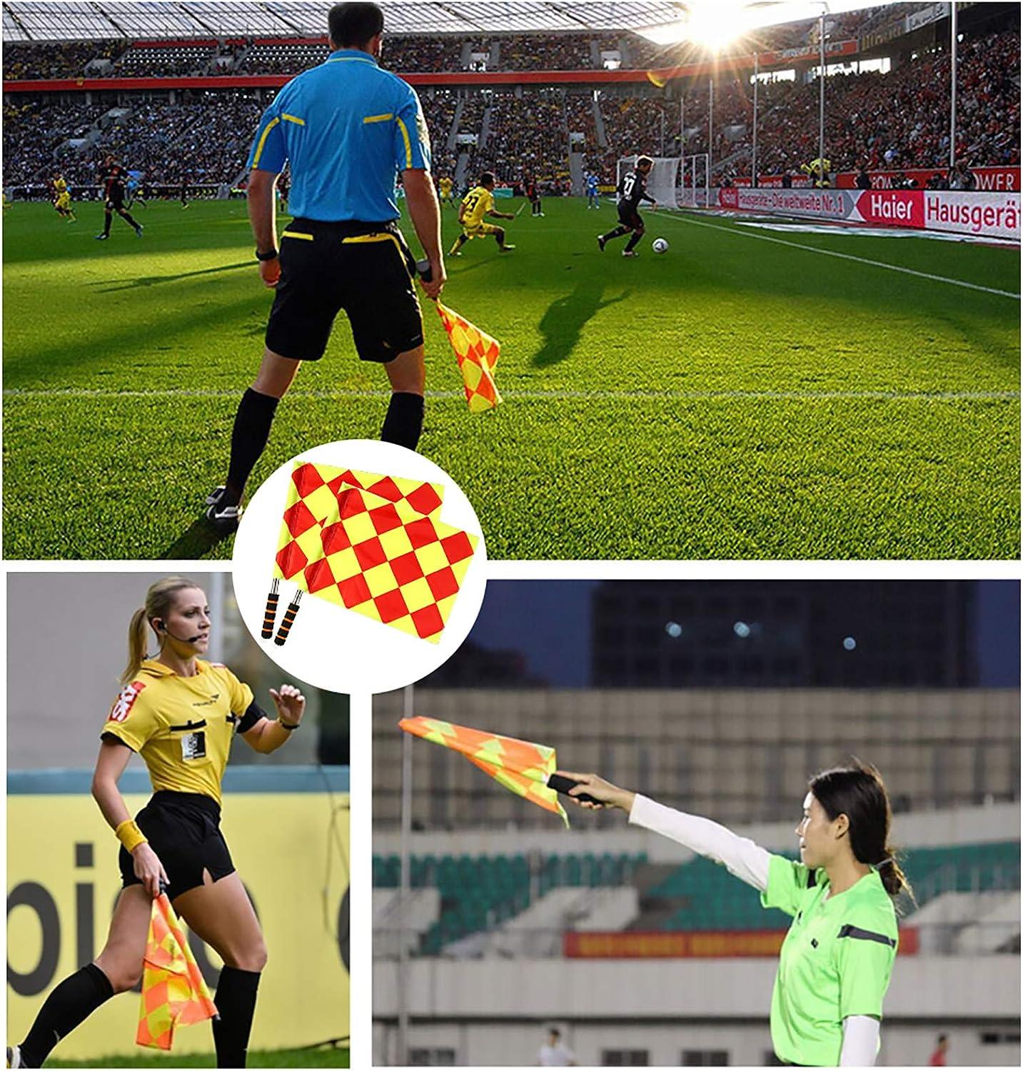 Shinestone Soccer Referee Flag Set with Case - 2 Designs | Football Linesman Flags Kit for ...