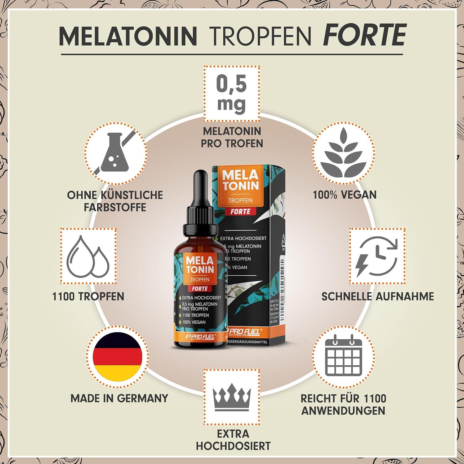 Melatonin Drop Forte 3x30ml - 0.5mg Melatonin Alcohol-Free Vegan - 1100 ...