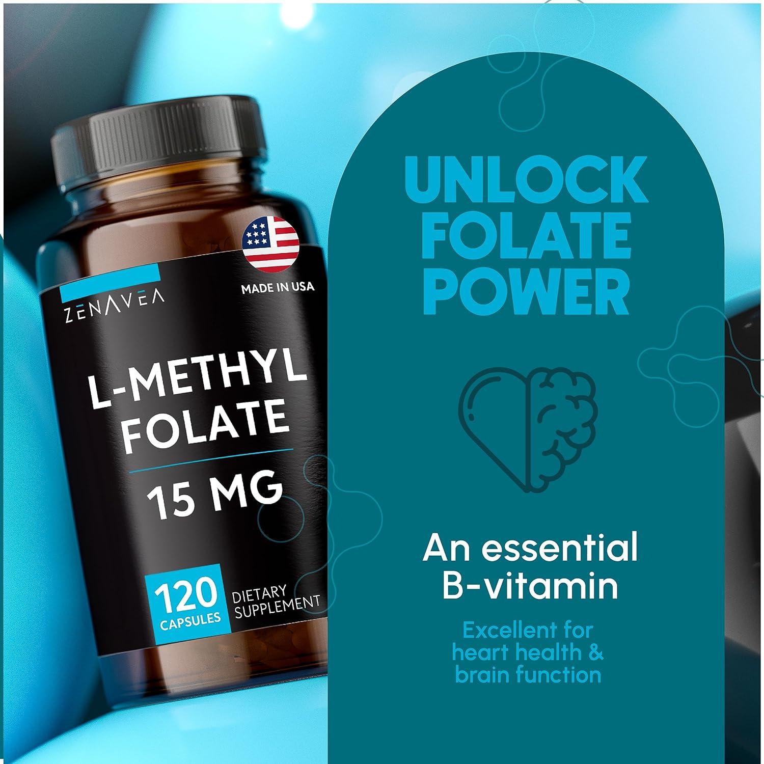 L-Methylfolate 15mg (120 Vegan Capsules) - High Absorption & Potency ...