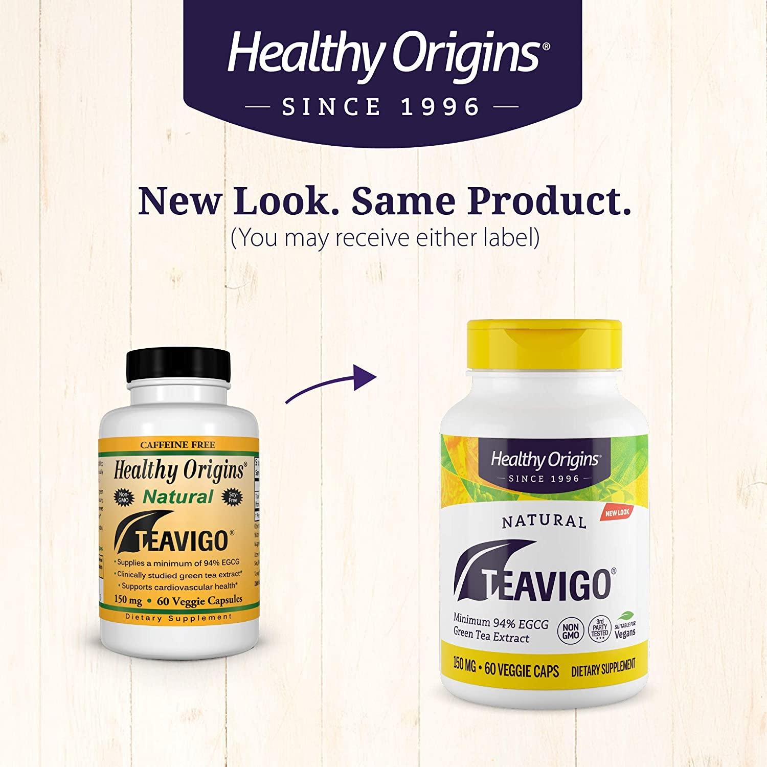 Healthy Origins Teavigo Green Tea 150mg (94% EGCG) - 60 Veggie Caps ...