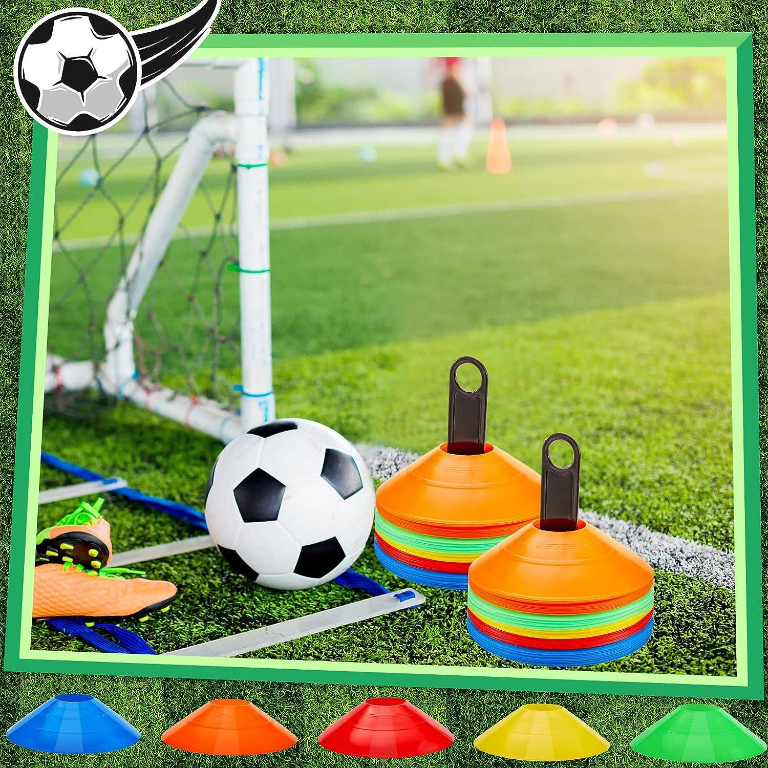 100 Soccer Agility Disc Cones Set with Holder - Multicolor Training Equipment for Kids - Ideal ...