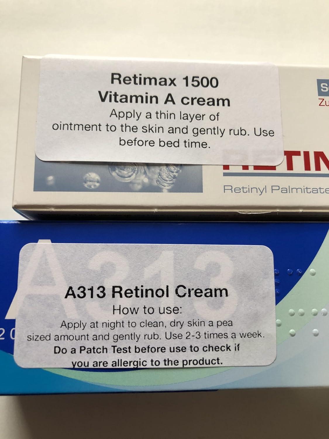 A313 & Retimax 1500 ( 2 pack ) Retinol Vitamin A Retinal Wrinkle Acne ...