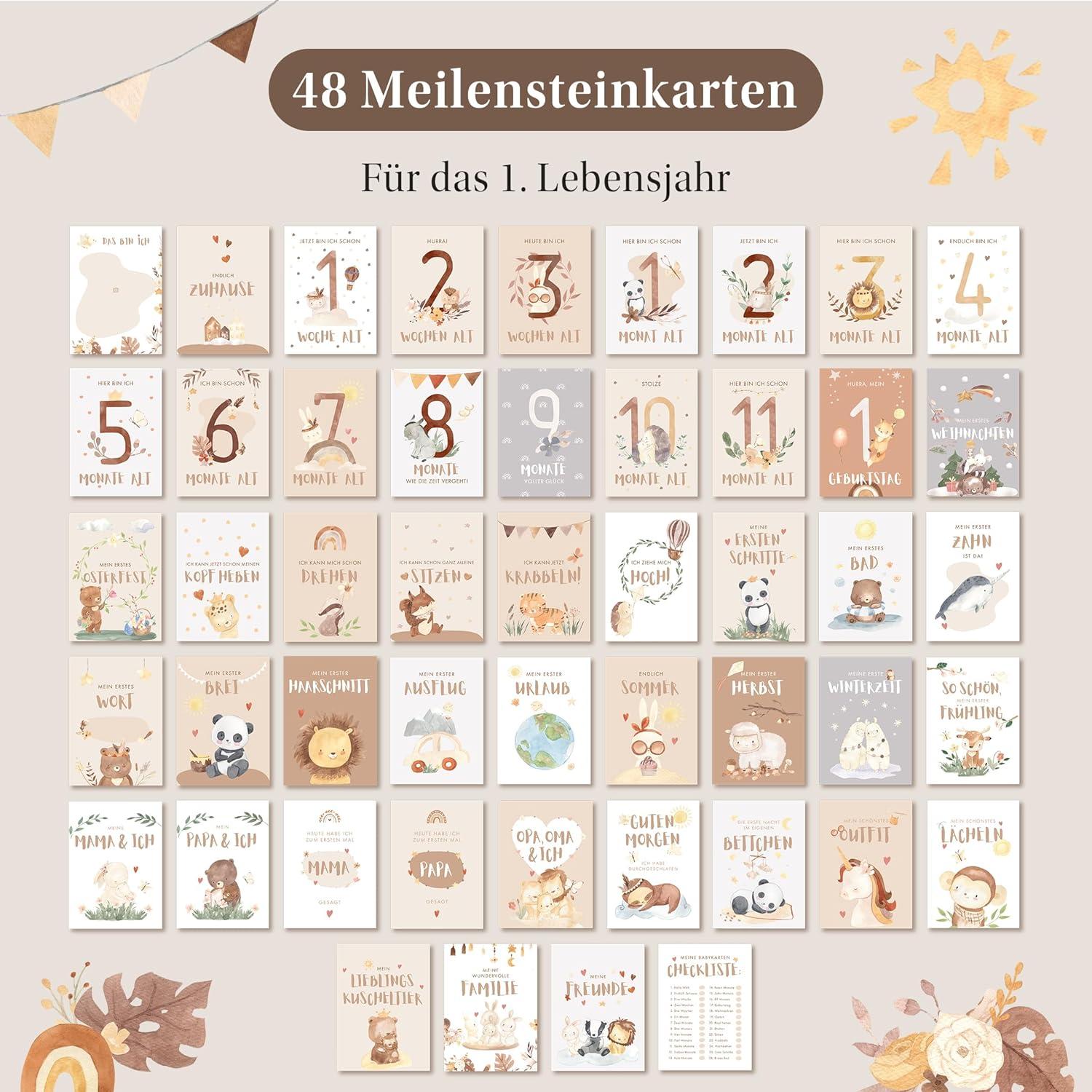 Eulentaler Milestone Cards Set | Boho Style Baby Milestones | 48 Cards ...