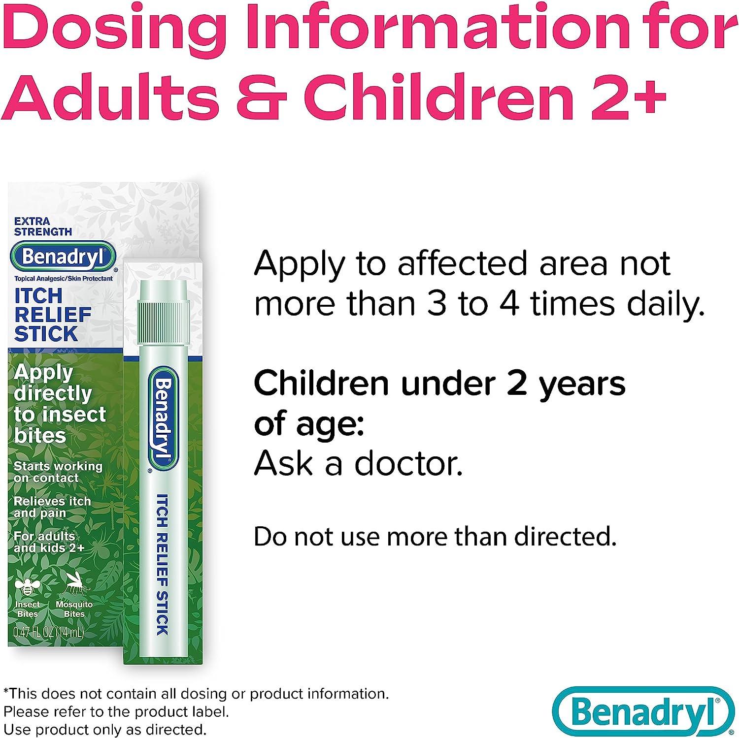 Benadryl Extra Strength Itch Relief Stick 0.47 fl. oz - Fast Relief for Outdoor Itches & Pain ...