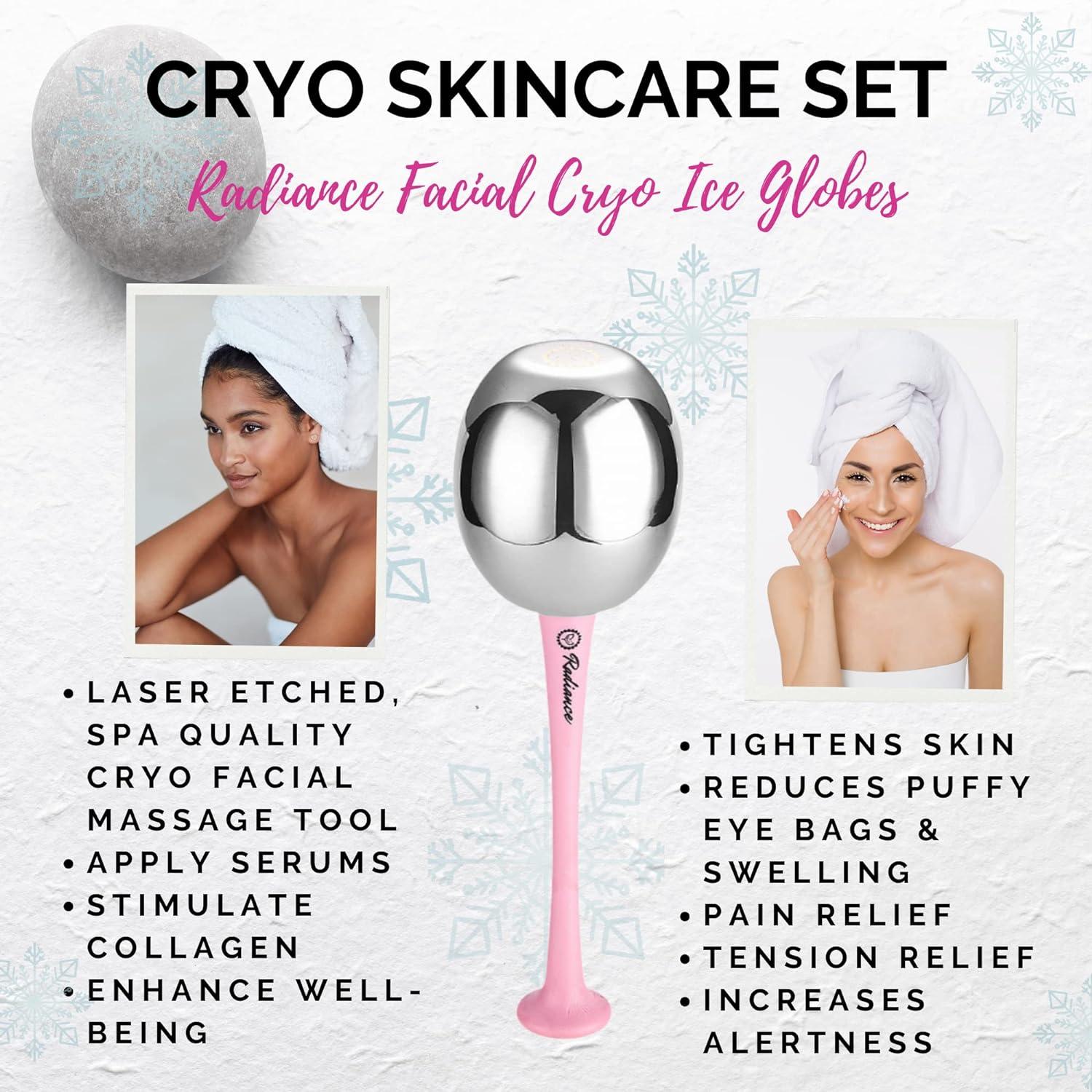 RADIANCE Ice Globes for Facial Skin Care - Stainless Steel Cryo Freeze ...