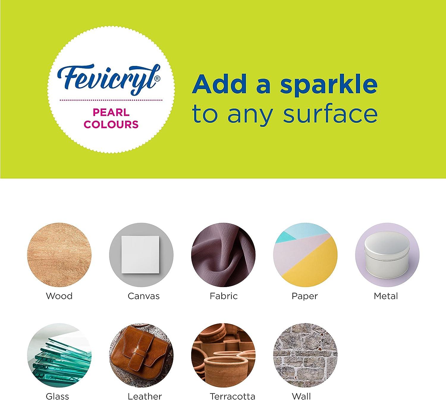 Fevicryl Acrylic Colors Pearl Kit - 6 Shades | High-Quality Paint Set ...