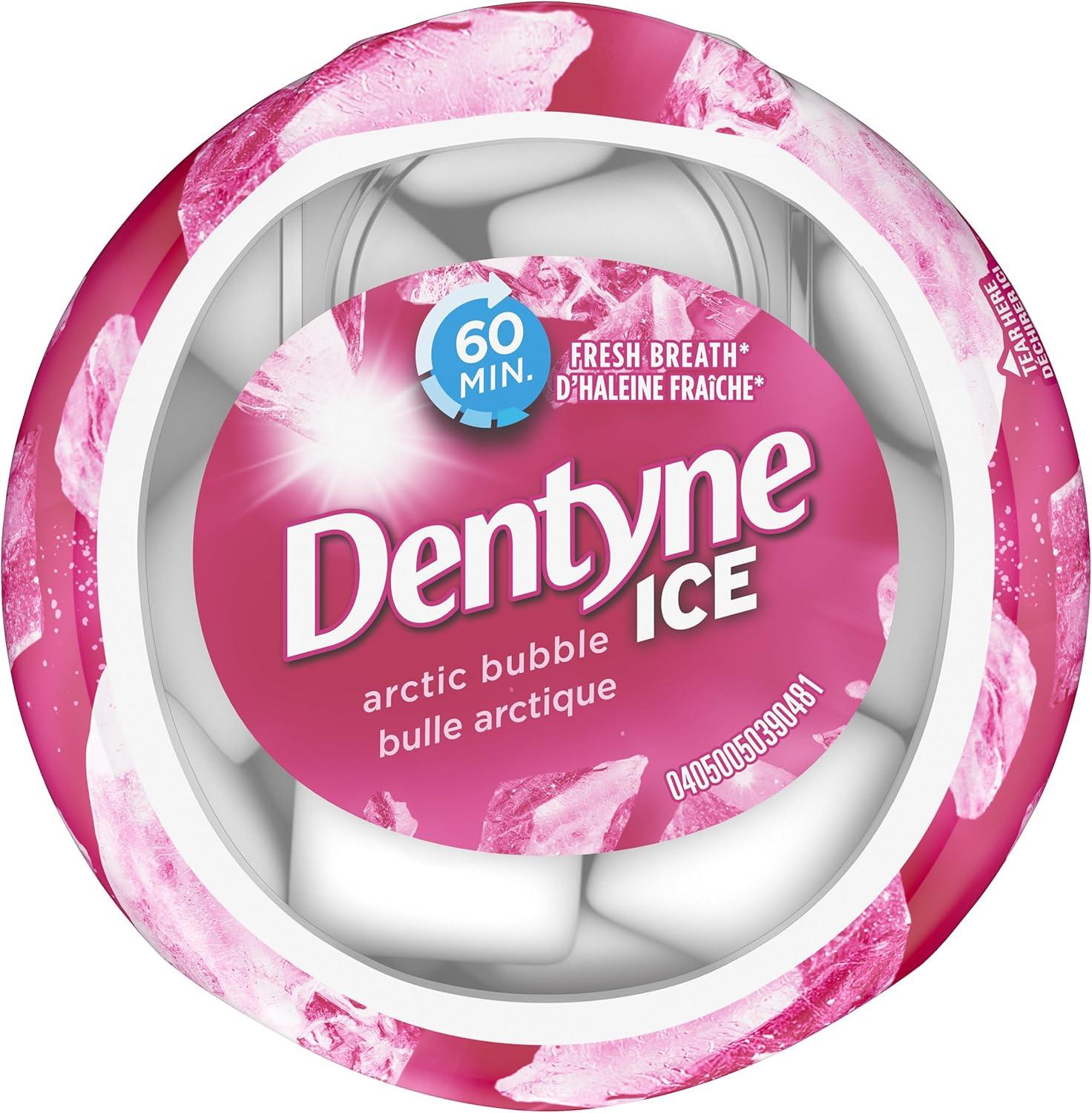 Dentyne Ice Sugar Free Arctic Bubble Gum Chewing Gum Pack of 6 Bottles ...