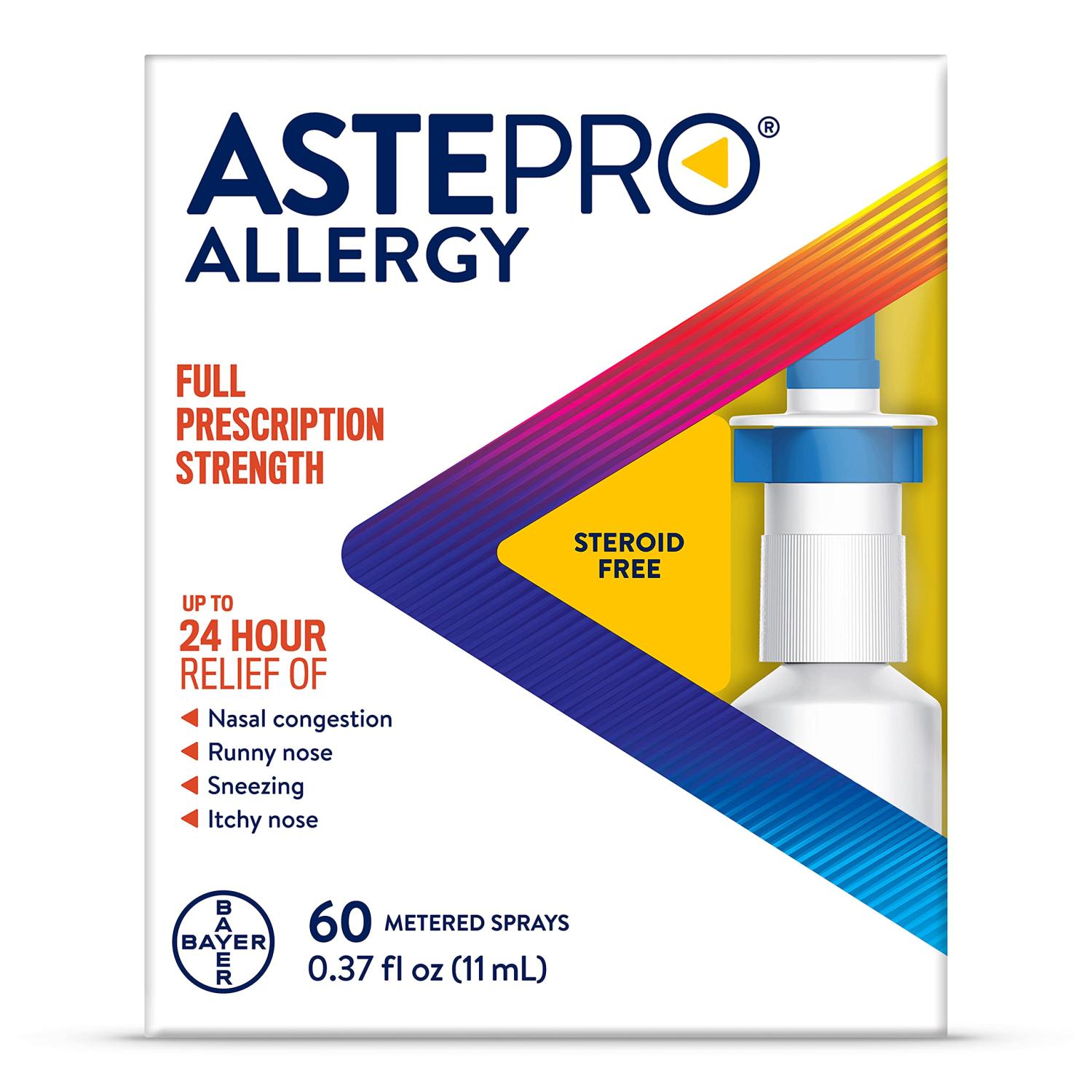 Astepro Allergy Nasal Spray, 24-Hour Allergy Relief, Steroid-Free ...