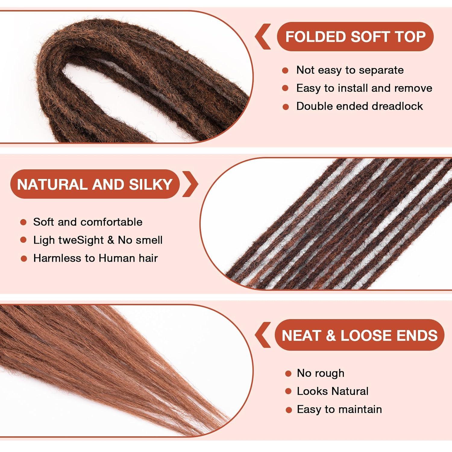Handmade Ombre Reddish Brown Dreadlocks - No Lifting 60cm Double Ended ...